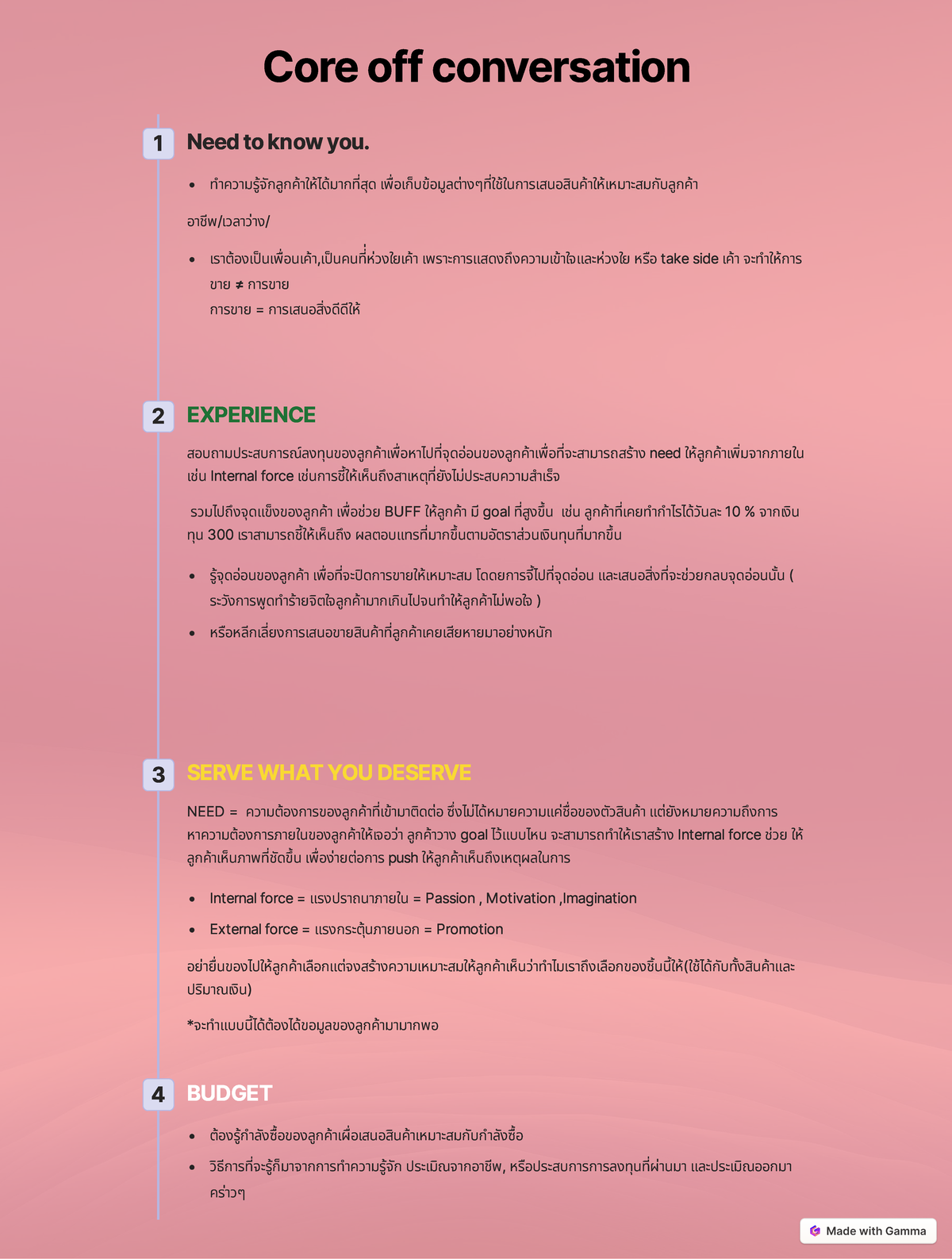 Core-off-conversation - Core off conversation 1 Need to know you. ทํา ...