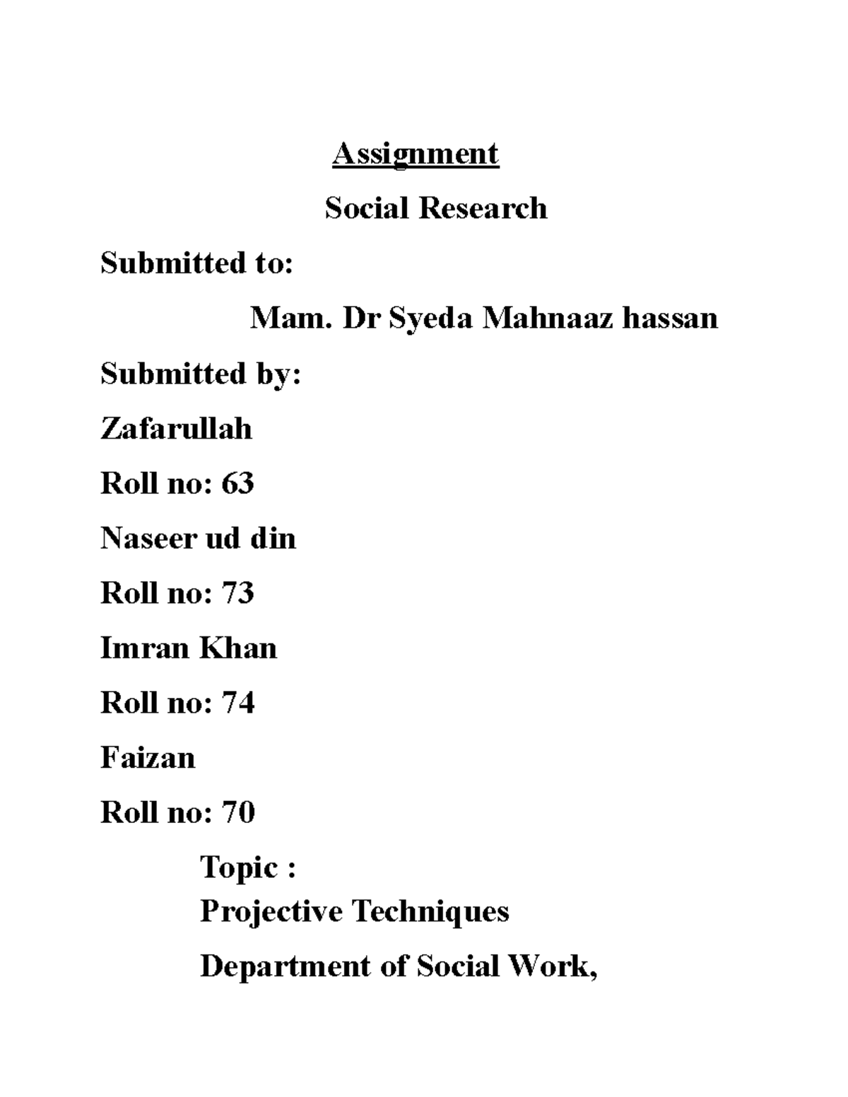 Social research - My personal work. - Assignment Social Research ...