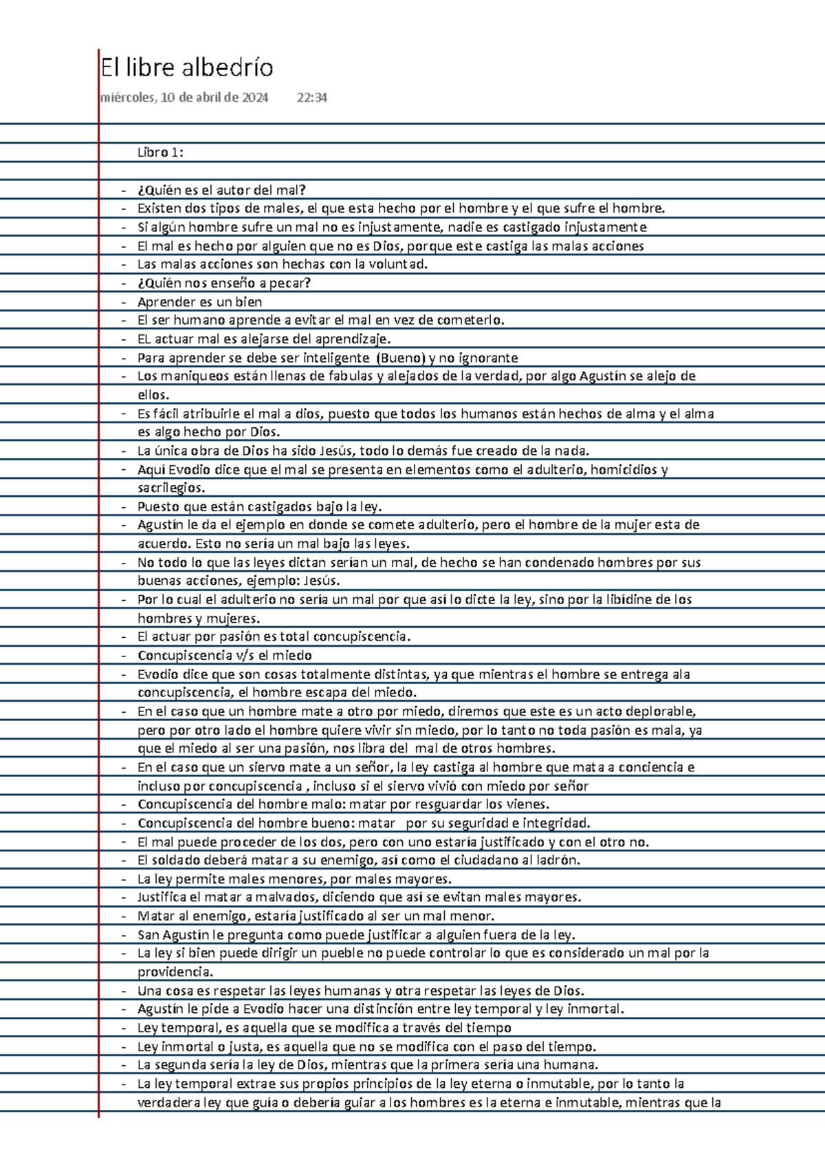 El libre Albedrío - Libro 1: ¿Quién es el autor del mal? Existen dos tipos de males, el que esta ...