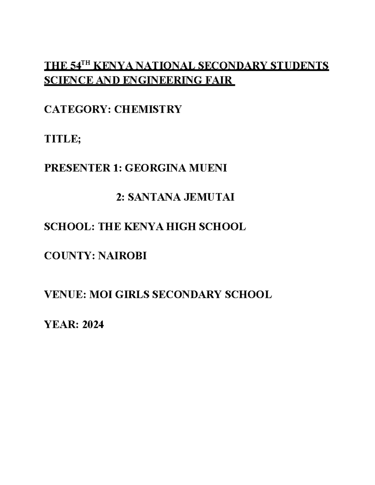KSEF Santana Jemutai AND Georgina Mueni 1020 - THE 54 TH KENYA NATIONAL ...