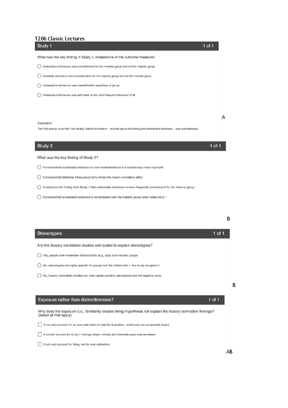 week 6 practice questions - PSY1126 - T206 Classic Lectures A B B AB C B - Studocu