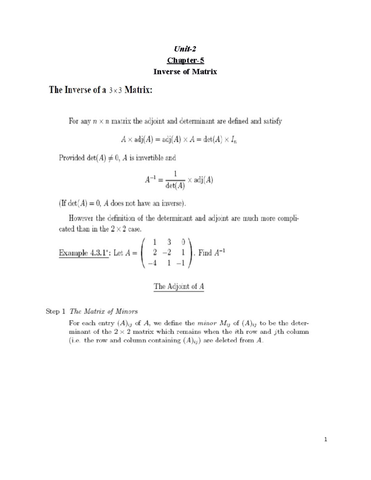 Unit 2 Chapter 5(Matrix Inverse) - Introduction to Matchmatics - Unit ...