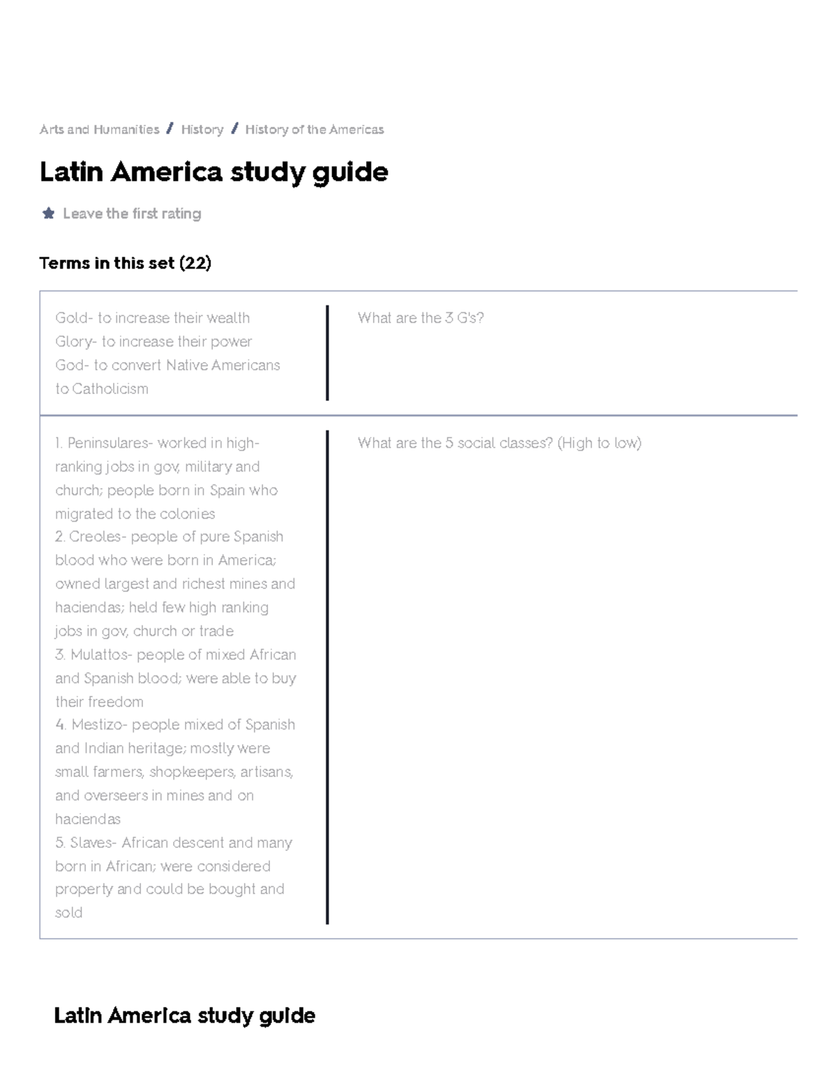 Latin America study guide Flashcards Quizlet - Latin America study ...