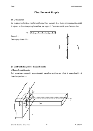 Chapitre 6 La flexion simple - FLEXION SIMPLE 1) Introduction ...