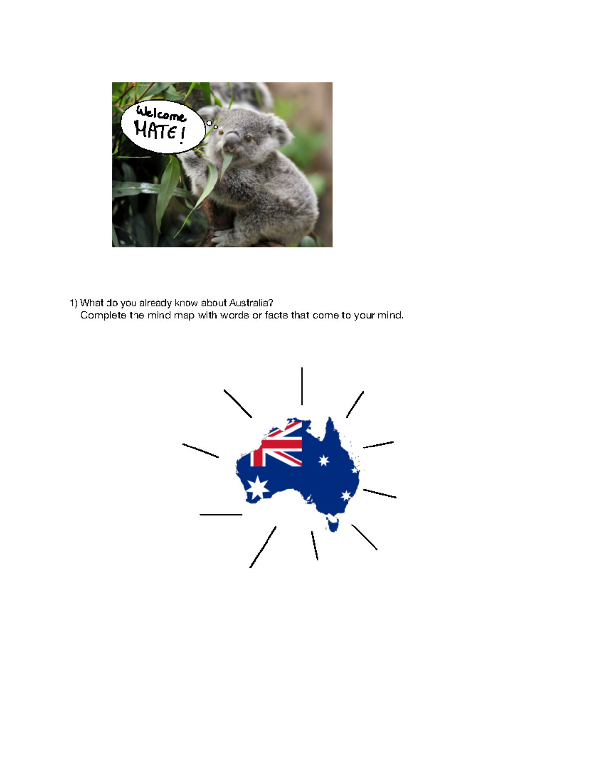 Übung TEFL - What do you already know about Australia? Complete the ...