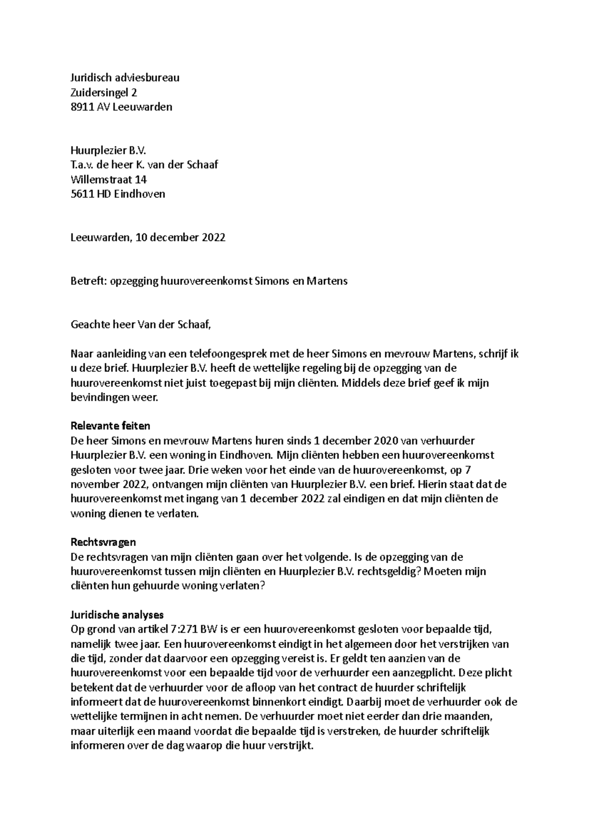 Adviesbrief C1 - Juridisch adviesbureau Zuidersingel 2 8911 AV ...