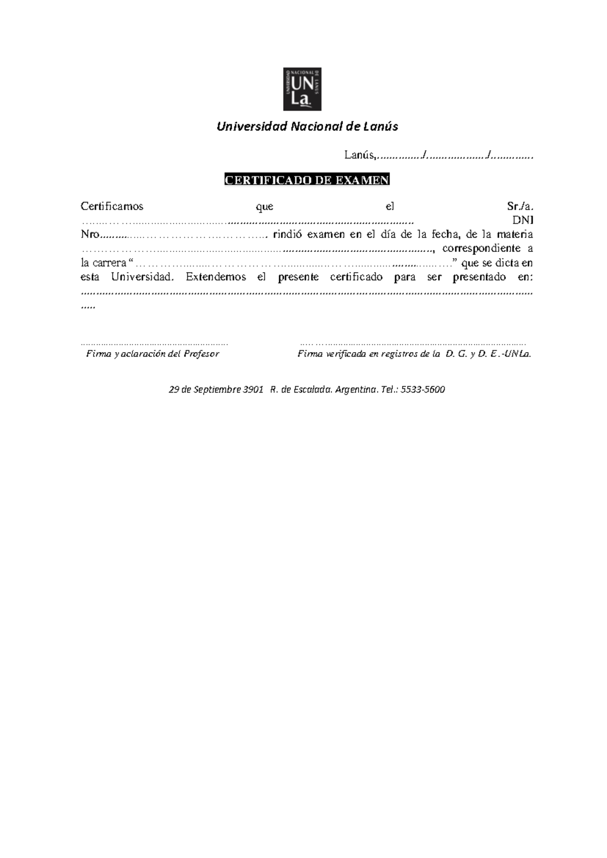CERT. Examen - ewewew - Universidad Nacional de Lanús - Studocu