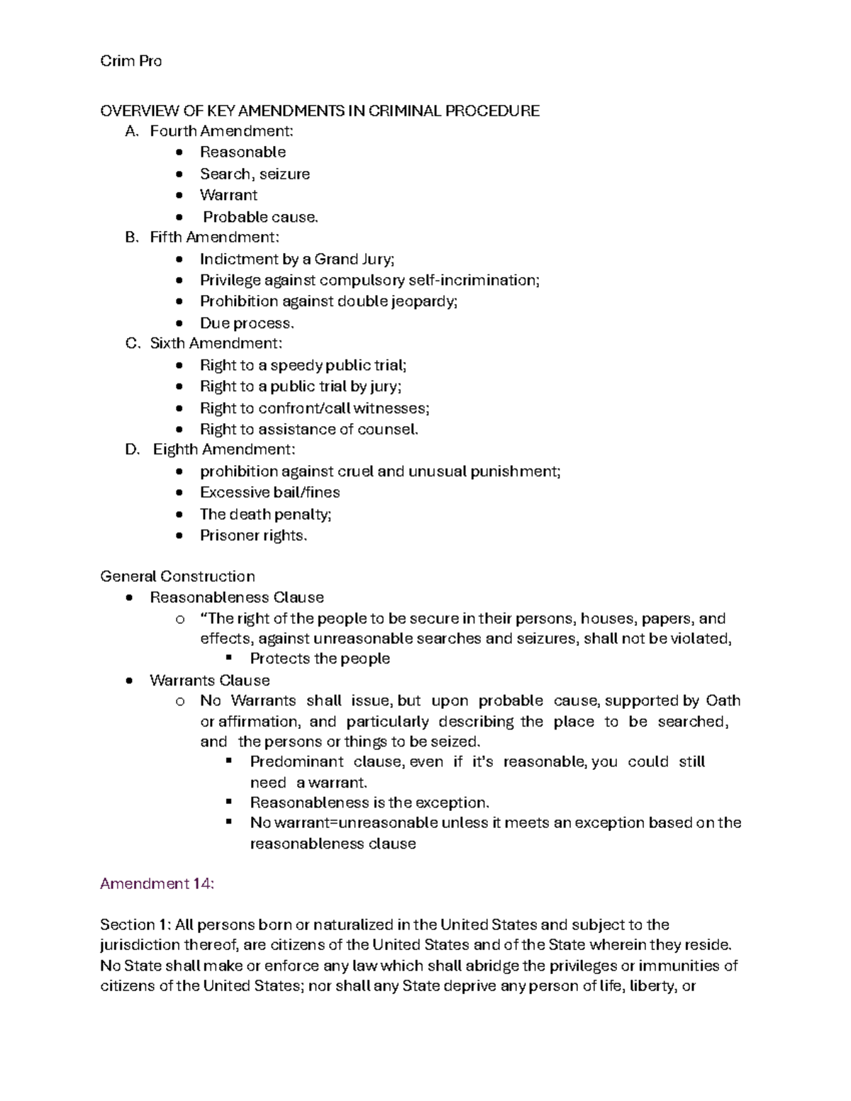 Crim Pro Out - Outline - OVERVIEW OF KEY AMENDMENTS IN CRIMINAL ...