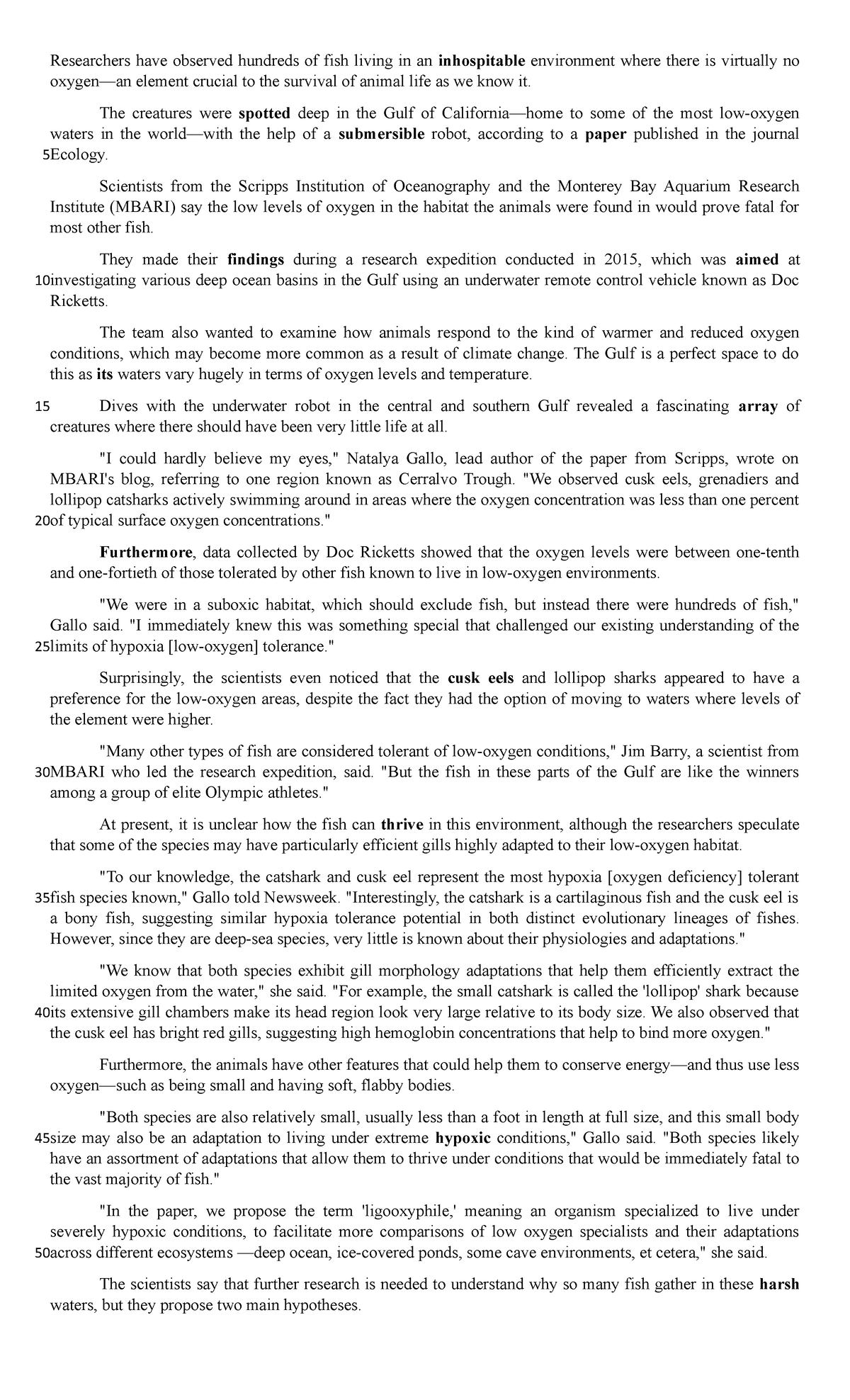 Animal adaptation - Researchers have observed hundreds of fish living ...