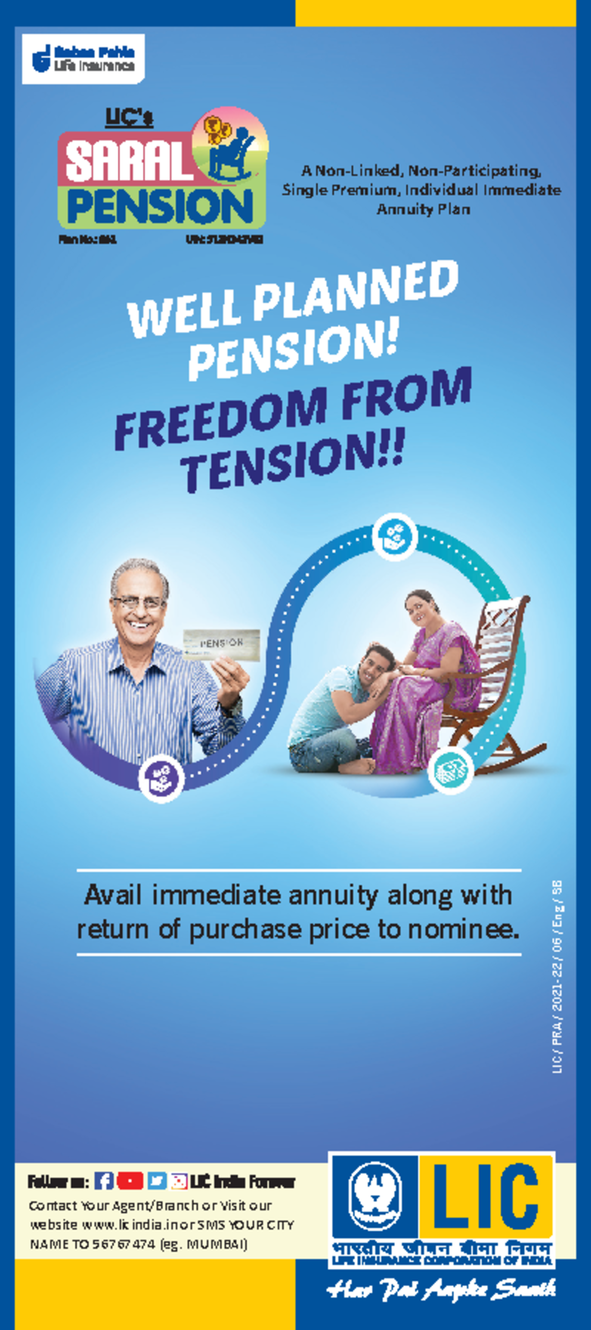 Lic leaflet Saral Pension English - Avail immediate annuity along with ...