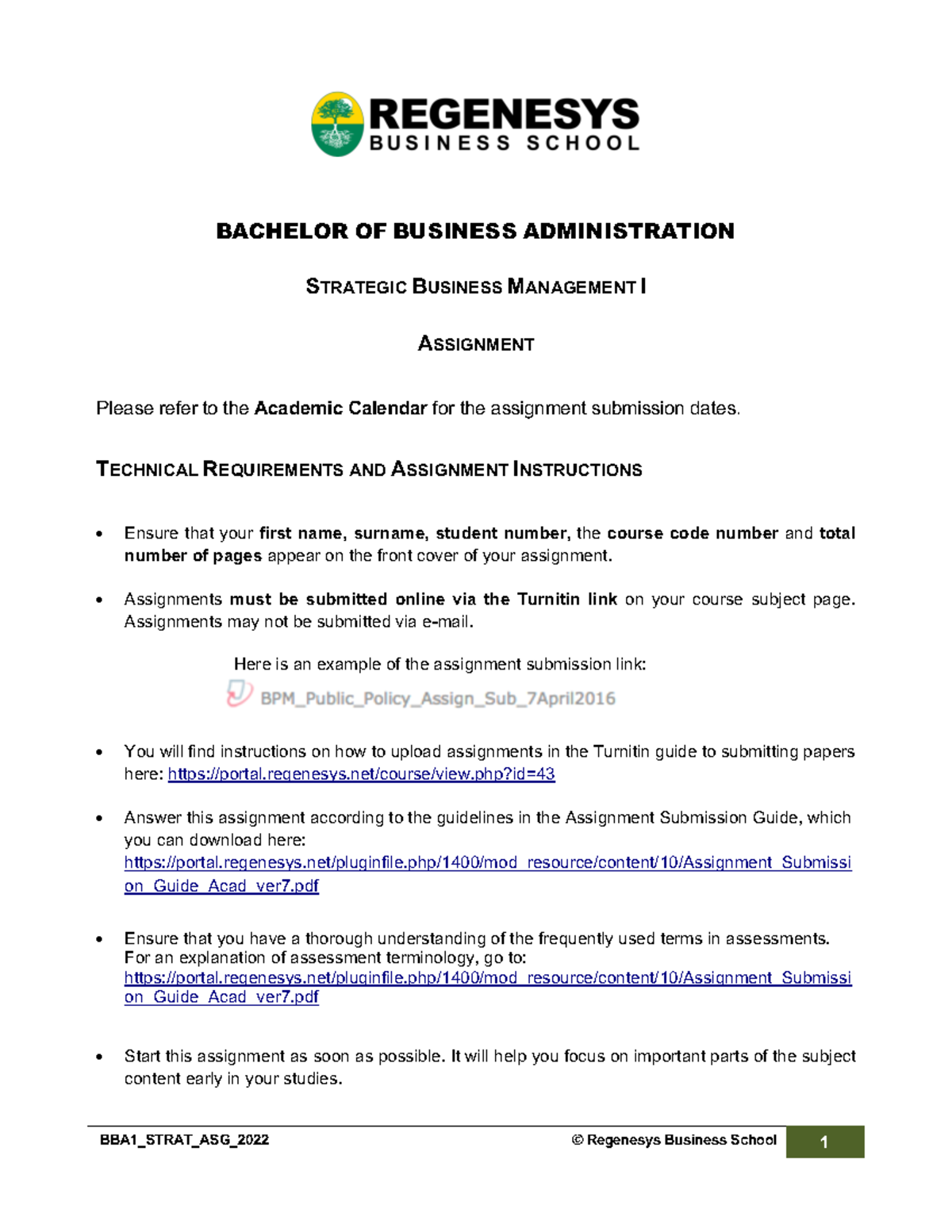 BBA 1 Strat ASG 2022 v1.1 e f Assignment - BACHELOR OF BUSINESS ...