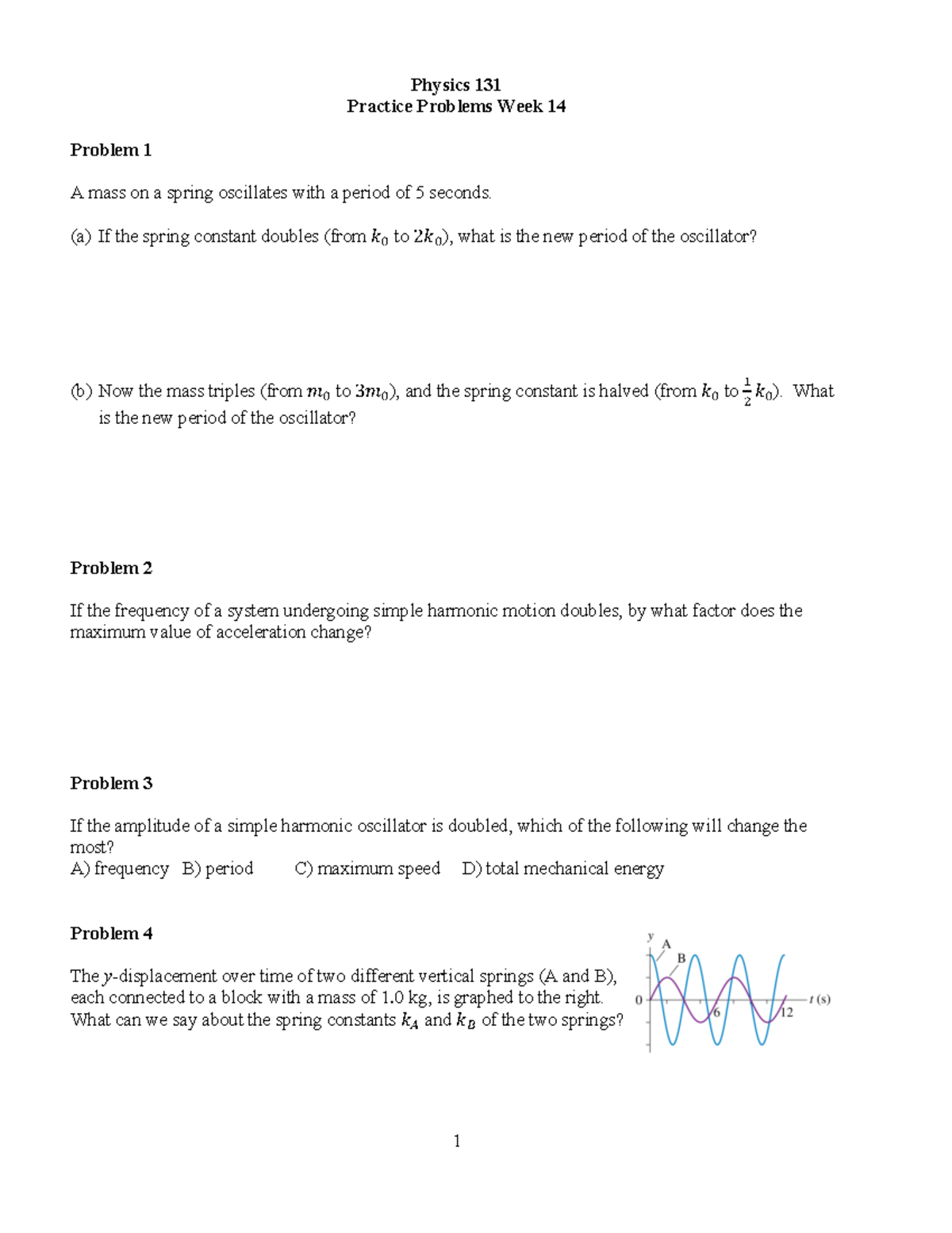 Microsoft Word - Practice Problems Week 14 - Physics 131 Practice ...