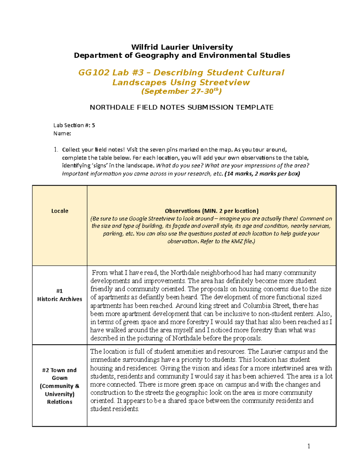 GG102 Lab Human geography lab work for week 2. - Wilfrid Laurier ...