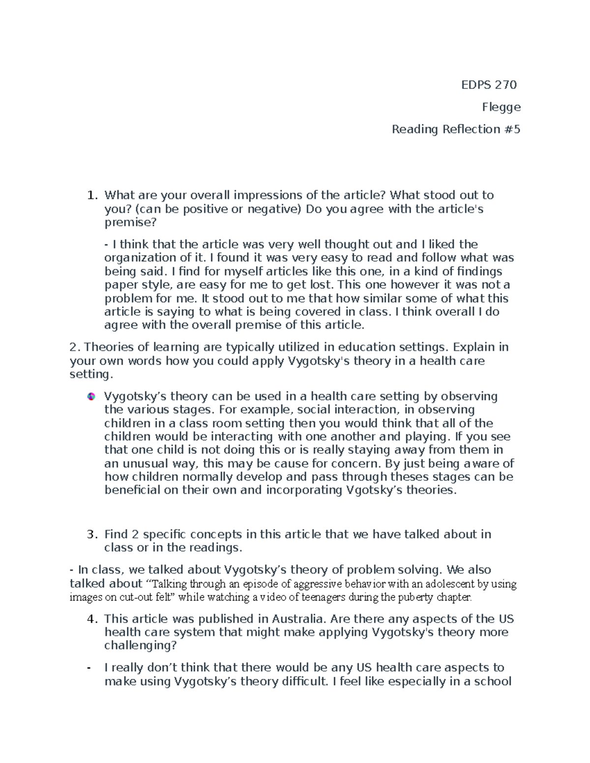 Reading Reflection #5 - What are your overall impressions of the ...