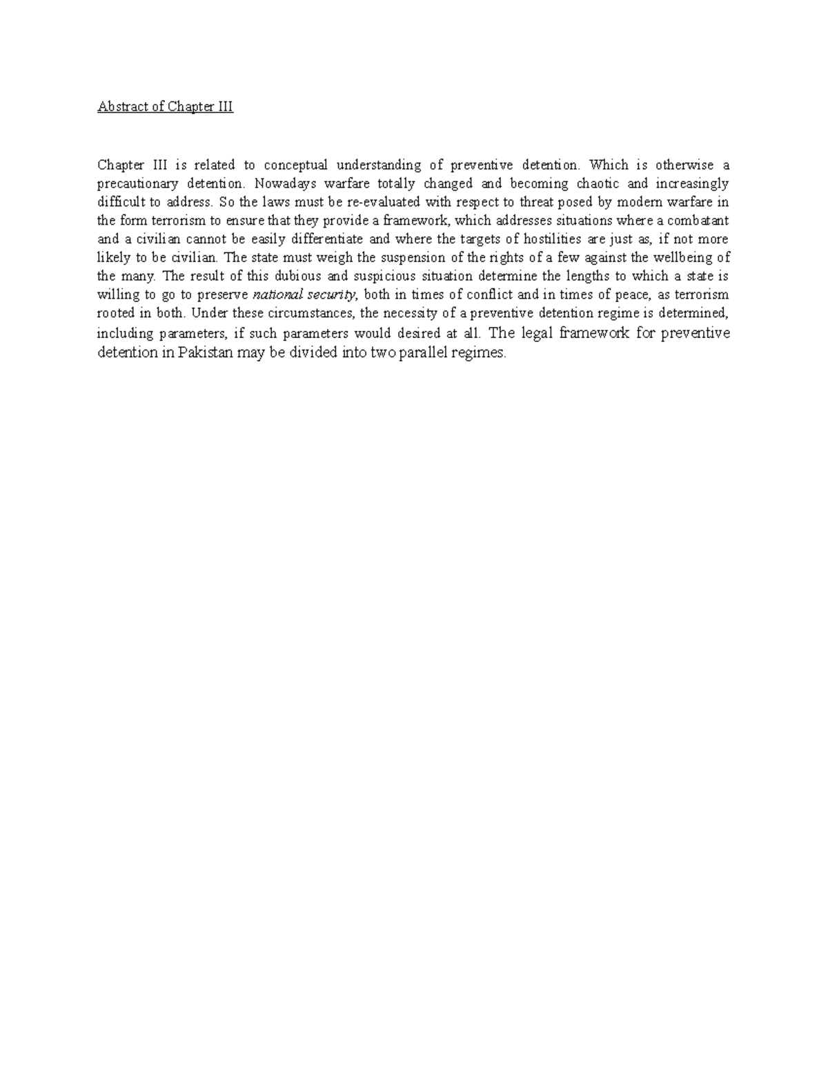 Abstract of Chapter III - Abstract of Chapter III Chapter III is ...