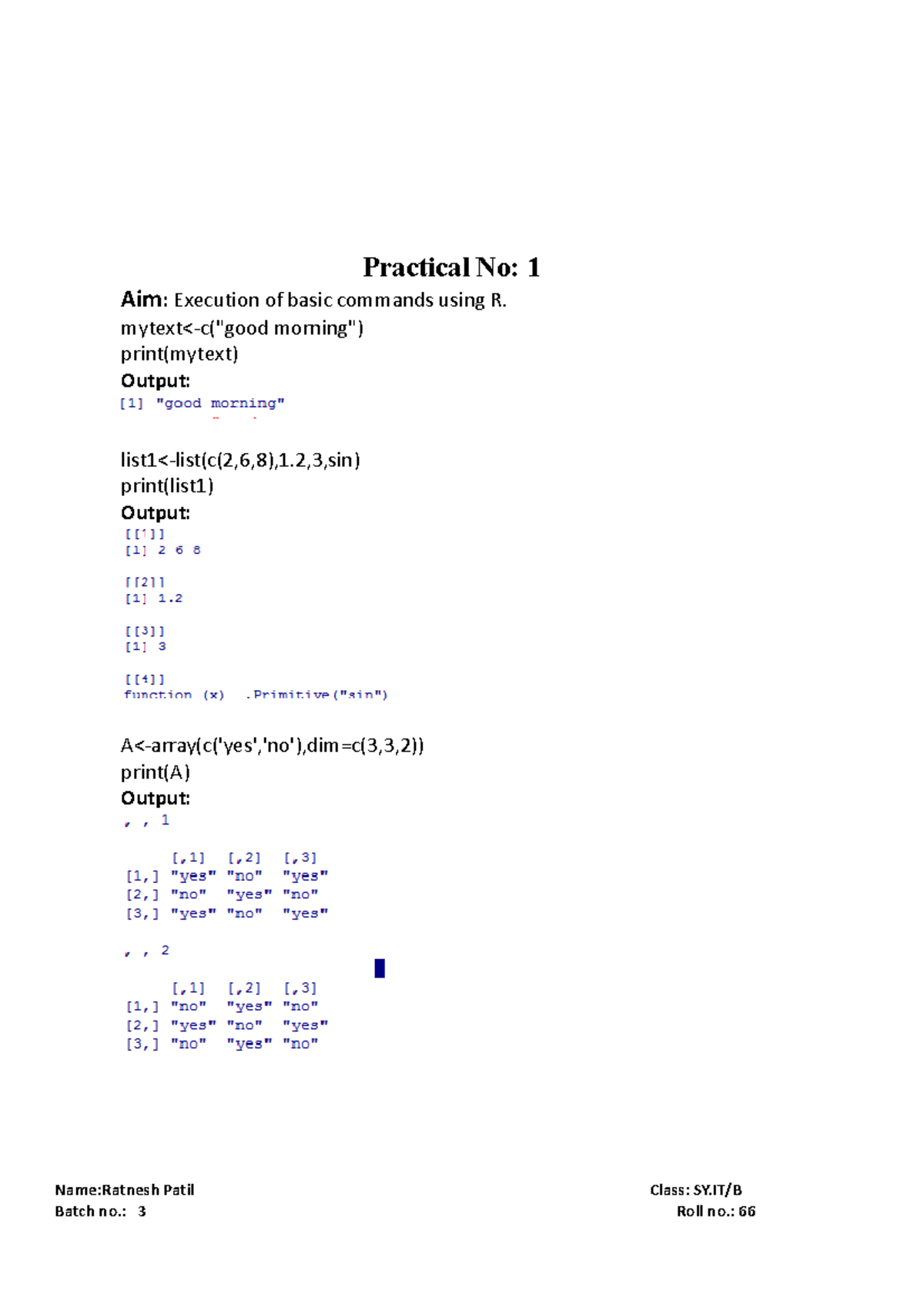 Cost pract 1-7 - Practical No: 1 Aim: Execution of basic commands using ...