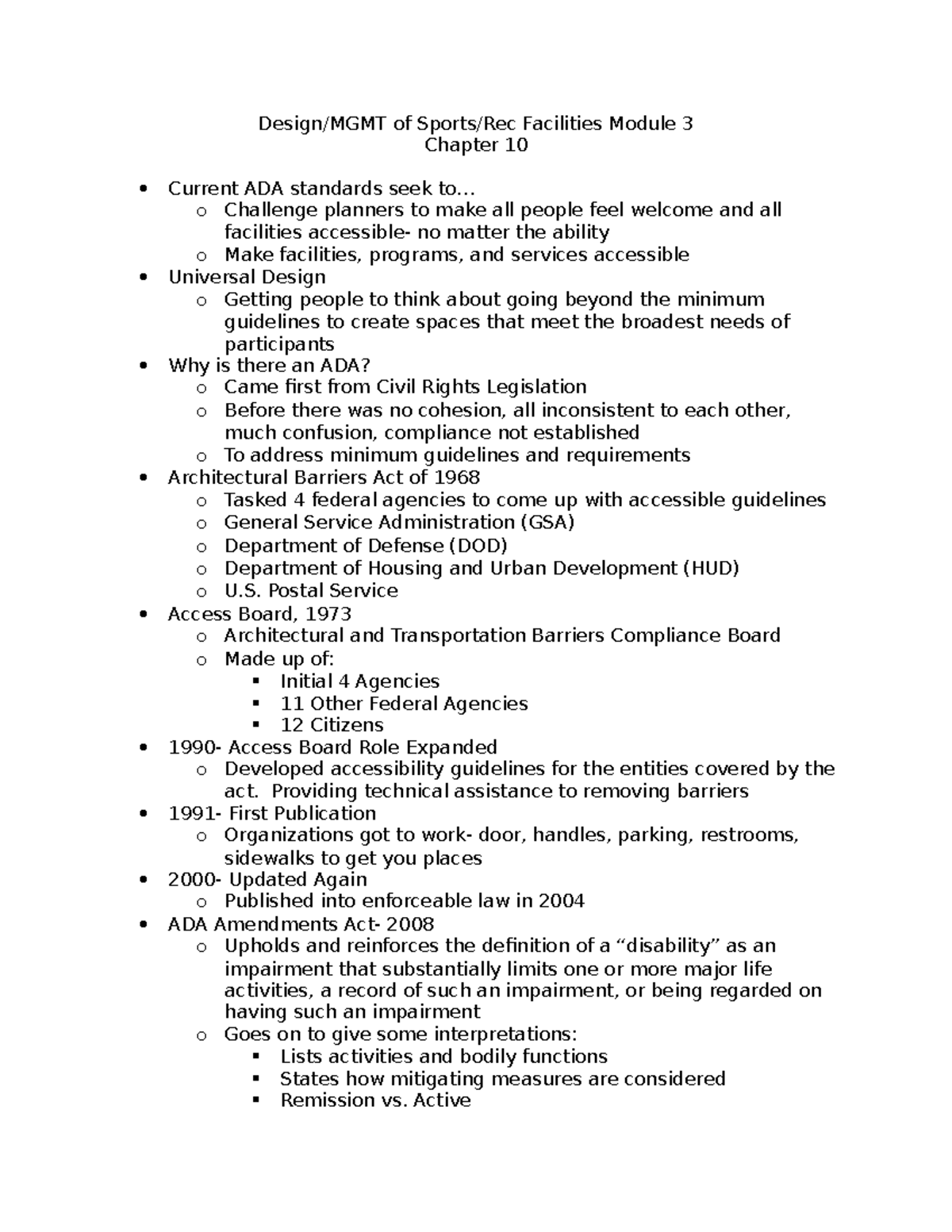 Design/MGMT Module 3 - Design/MGMT of Sports/Rec Facilities Module 3 ...