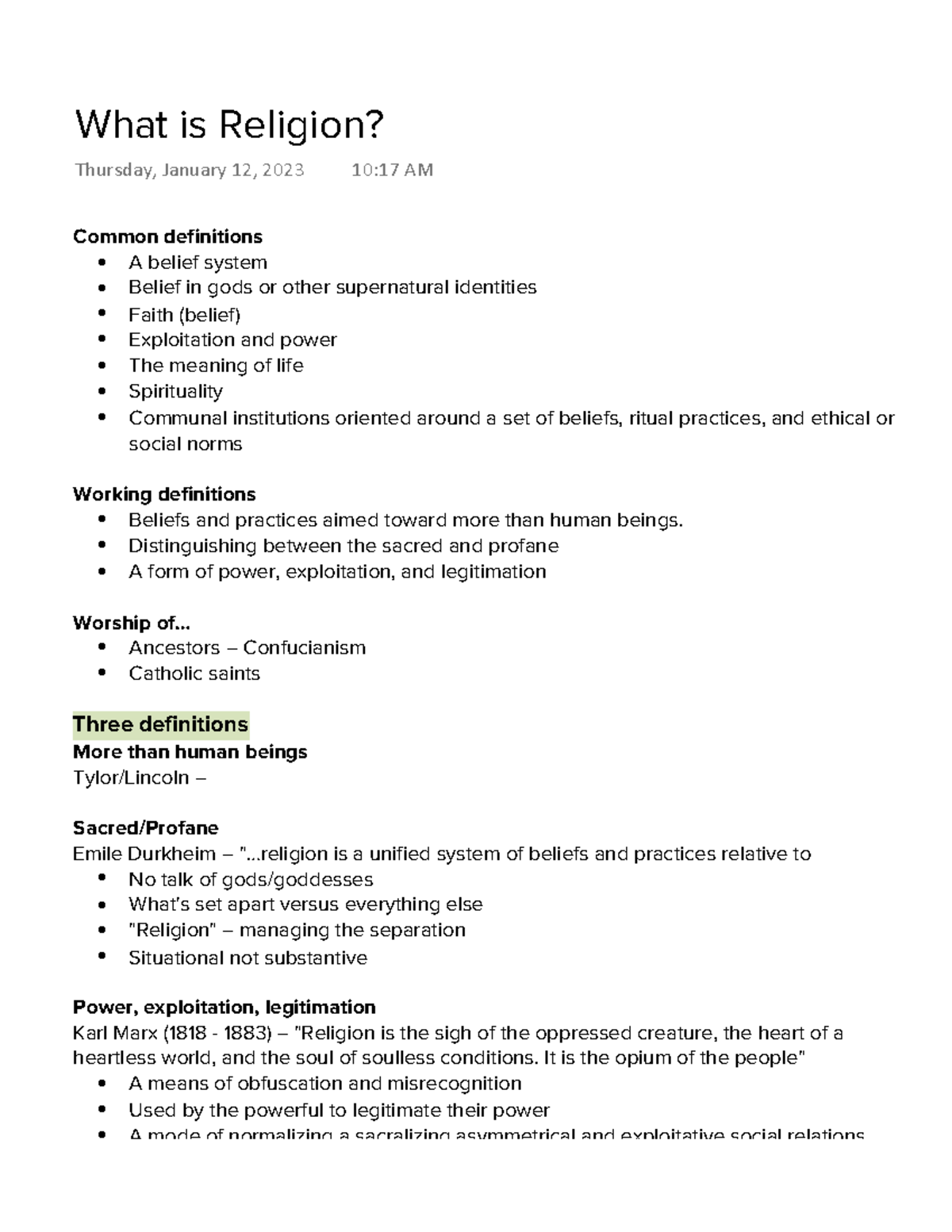 What is Religion - Professor Mendim Akiti - Common definitions - A ...