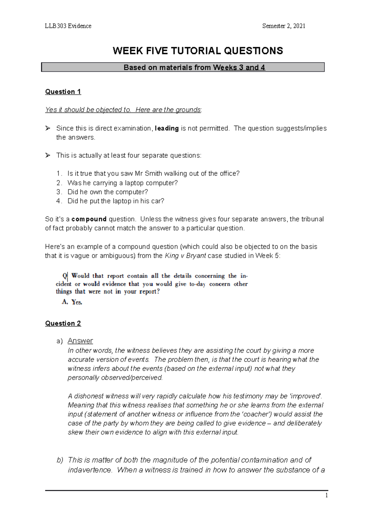 LLB 303 tutorial answers - LLB303 - QUT - Studocu