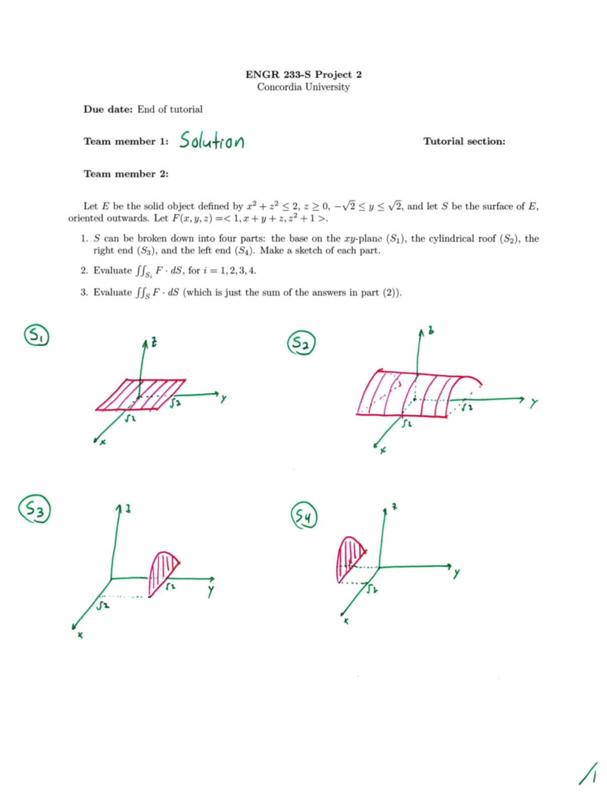 ENGR 233 Project 2 Solution - ENGR 233-8 Project 2 Concordia University Due date: End of ...