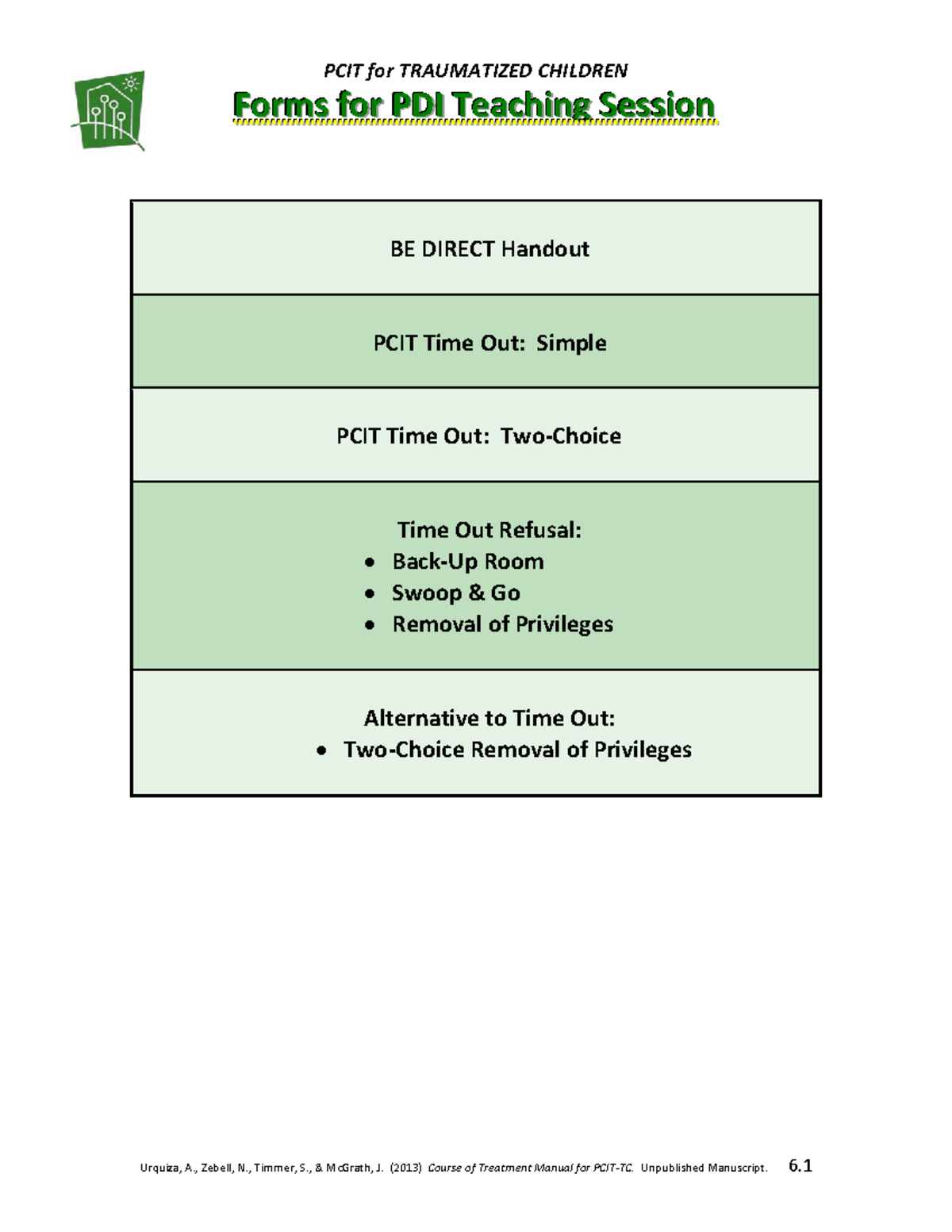 Section-6 PDI-Teaching - PCIT for TRAUMATIZED CHILDREN Forms for PDI ...