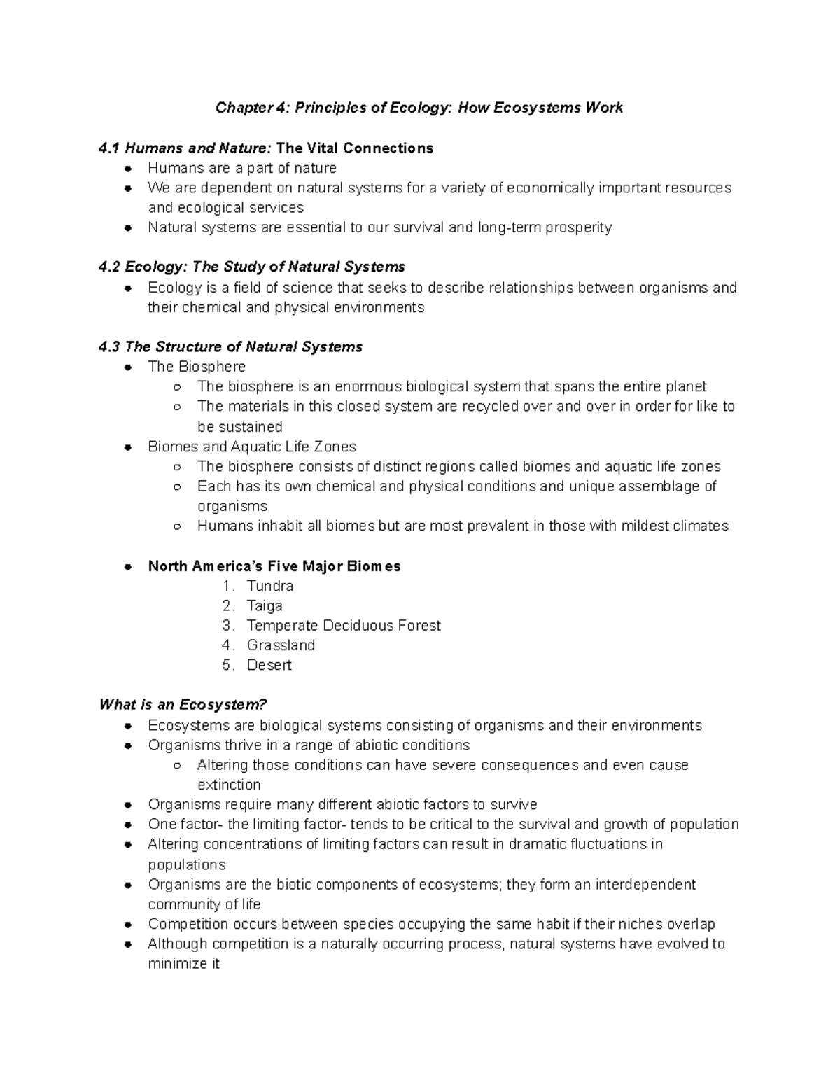 Chapter 4 Notes - Chapter 4: Principles of Ecology: How Ecosystems Work ...