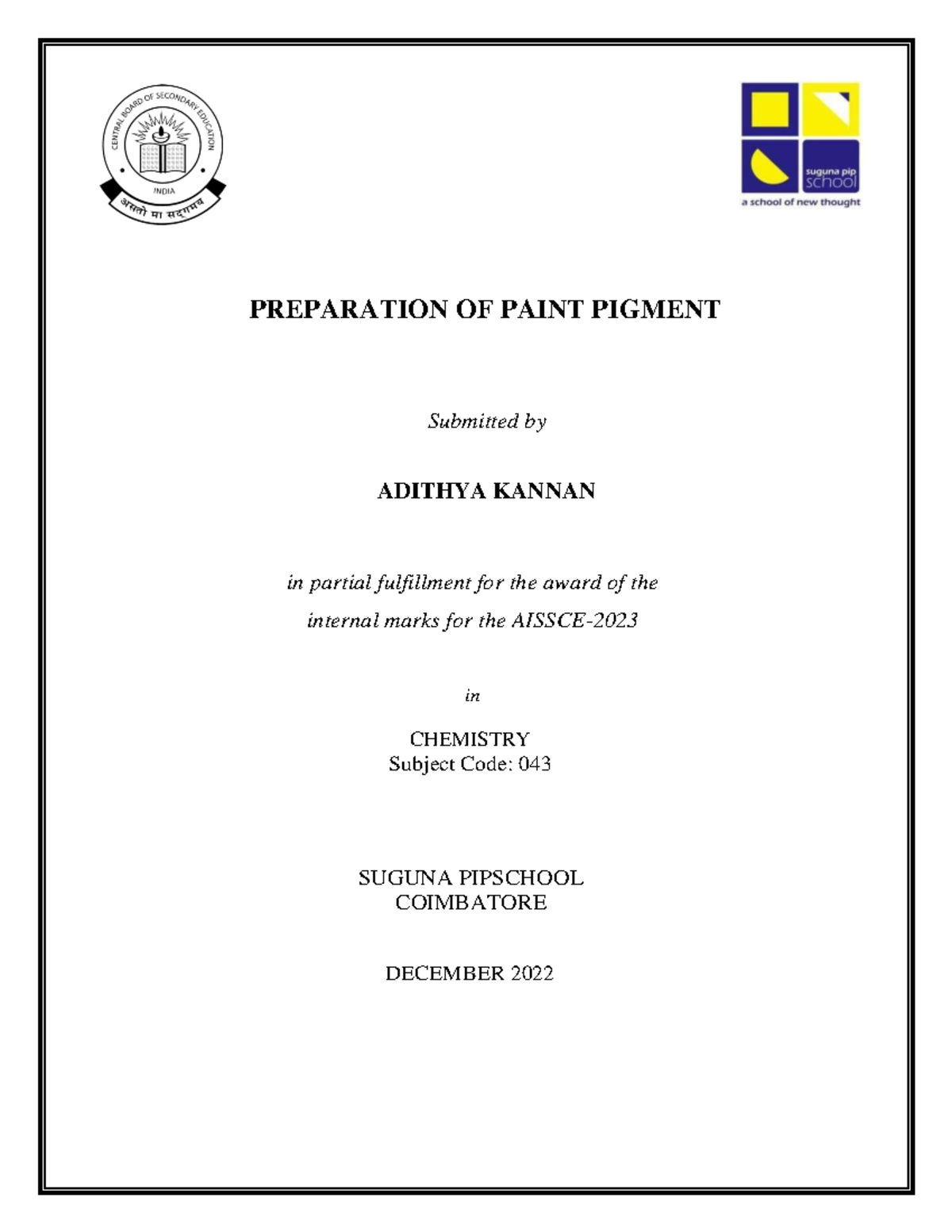 Preparation of paint pigment - PREPARATION OF PAINT PIGMENT Submitted ...