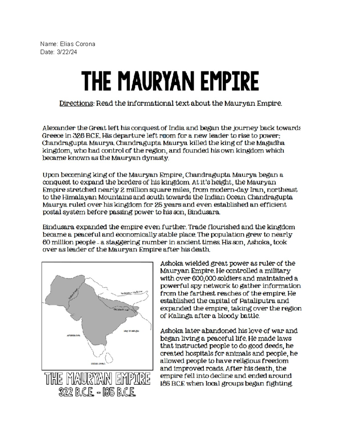 Indian Empires Graphic Organizer - Name: Elias Corona Date: 3/22/ - Studocu