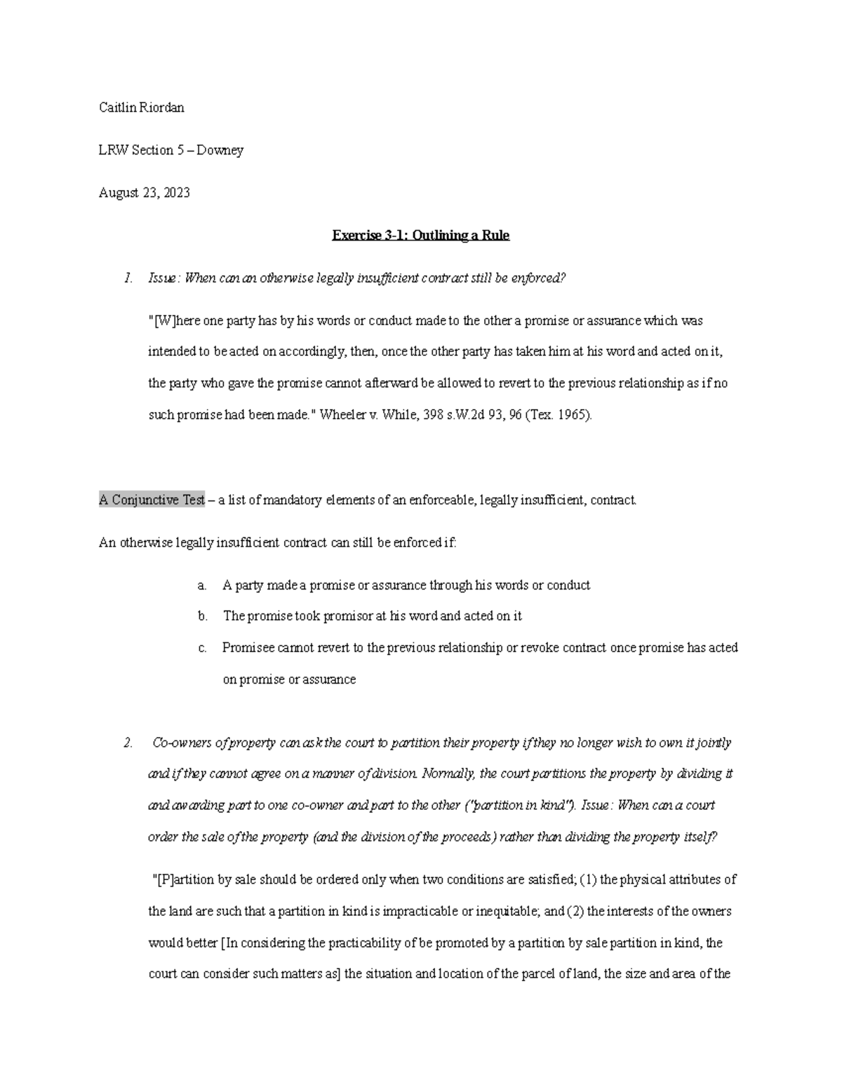 Exercise 3-1 20230823 - Caitlin Riordan LRW Section 5 – Downey August ...