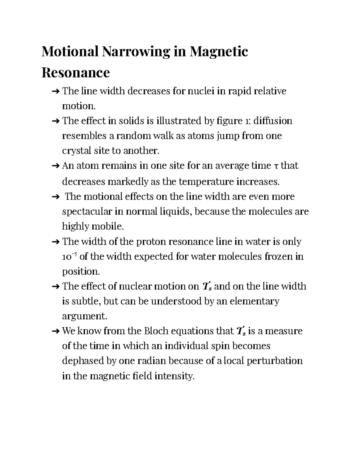 Motional Narrowing in Magnetic Resonance - Motional Narrowing in ...