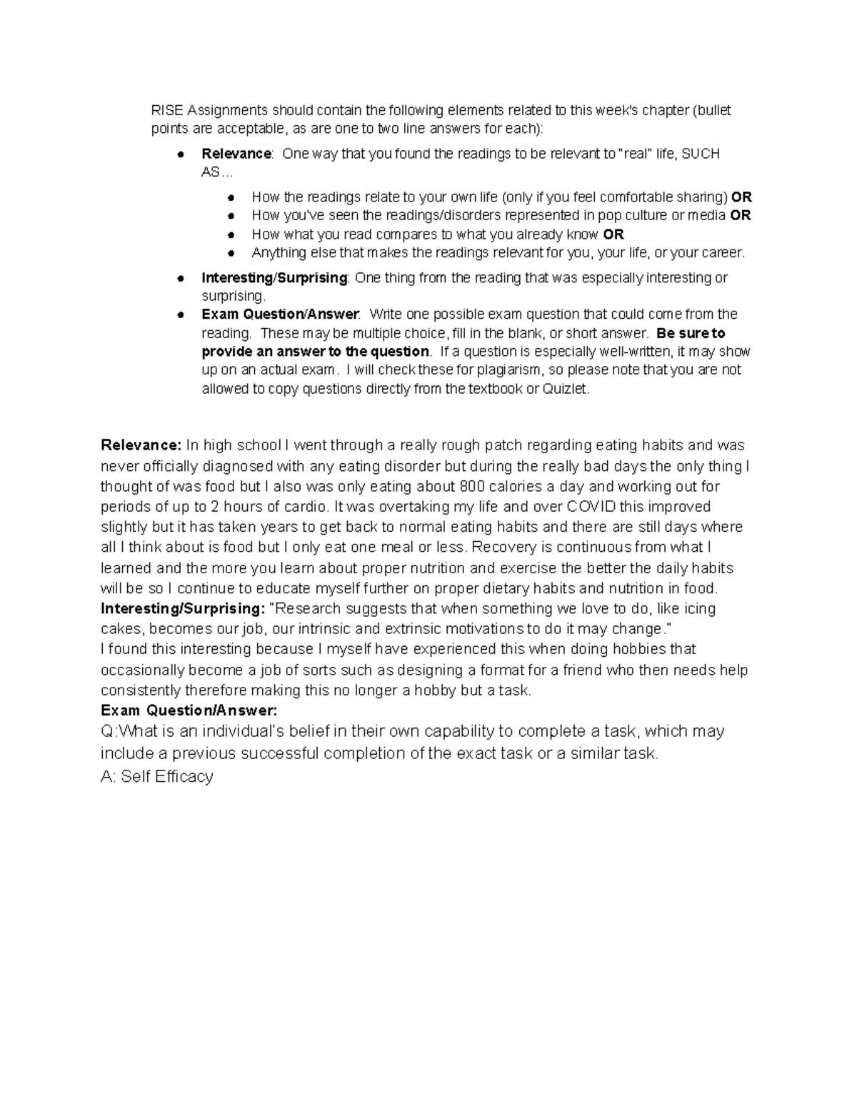 Rise 11 Ch 10 - Rise 11 Ch 10 - RISE Assignments should contain the ...