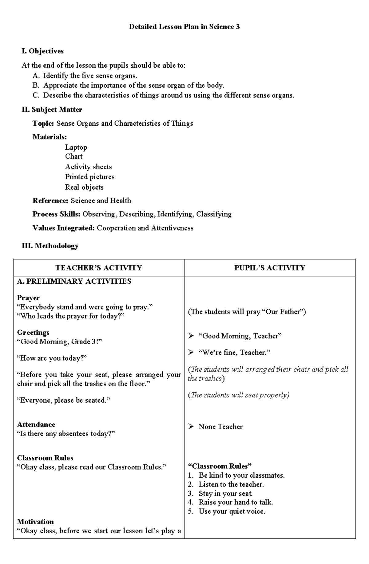 Final- Lesson-PLAN - Detailed Lesson Plan in Science 3 I. Objectives At ...