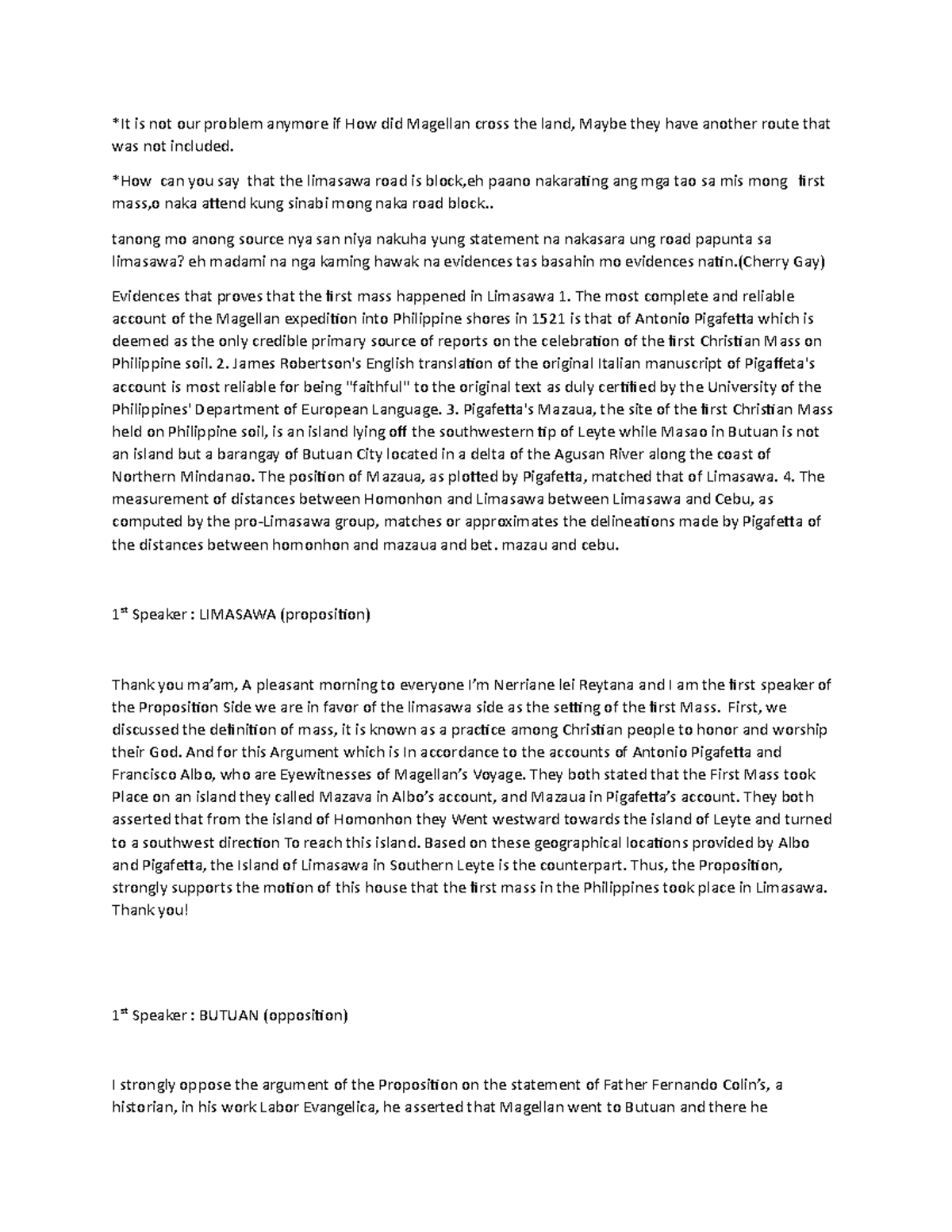 Script OF THE SITE OF THE First MASS - Readings in Philippines History ...