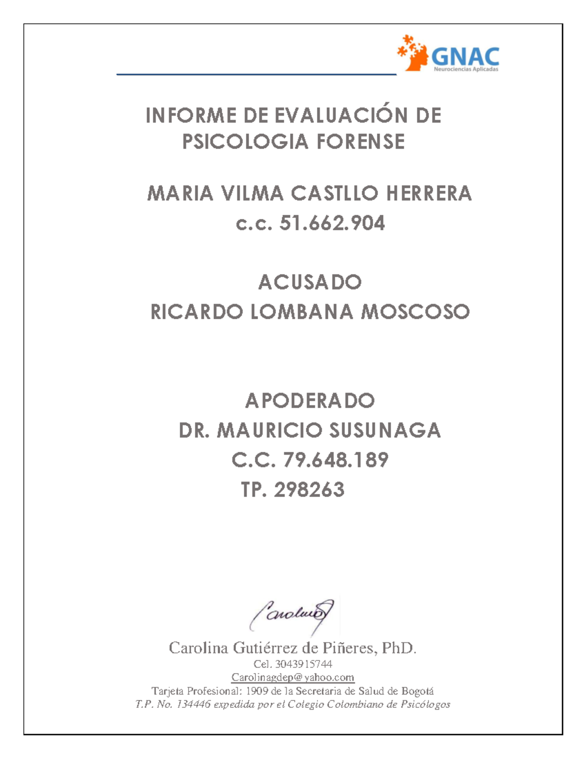 Informe María Vilma Castillo ...