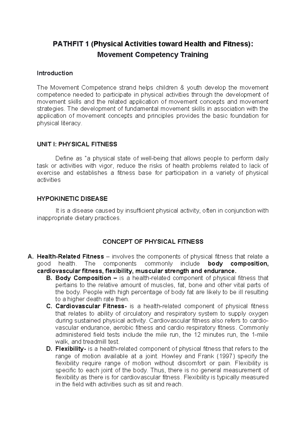 Module in Pathfit 1 - This will be helpful for the freshman students ...