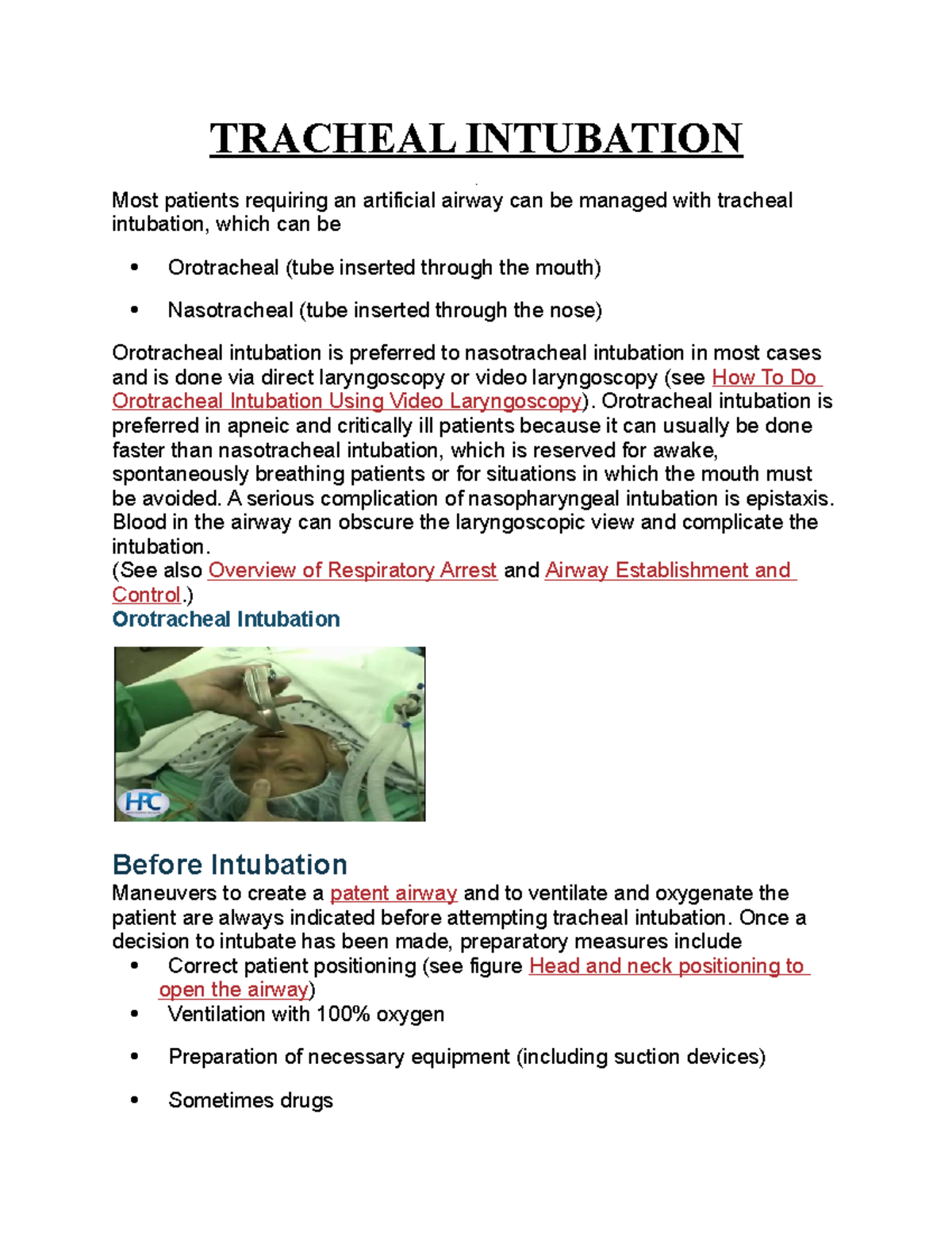 Tracheal Intubation - TRACHEAL INTUBATION B Most patients requiring an ...