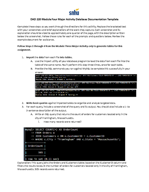 Module 2 Lab - Stuff - DAD Module 2 Lab Connect to the database you ...
