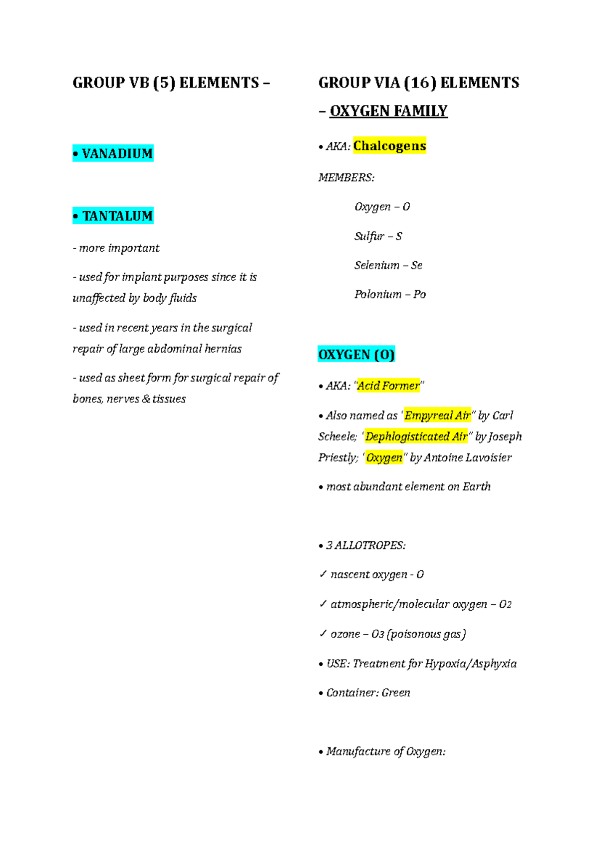 BS Pharmacy Inorganic Chemistry Lecture Group VB and Group VIA (16 ...