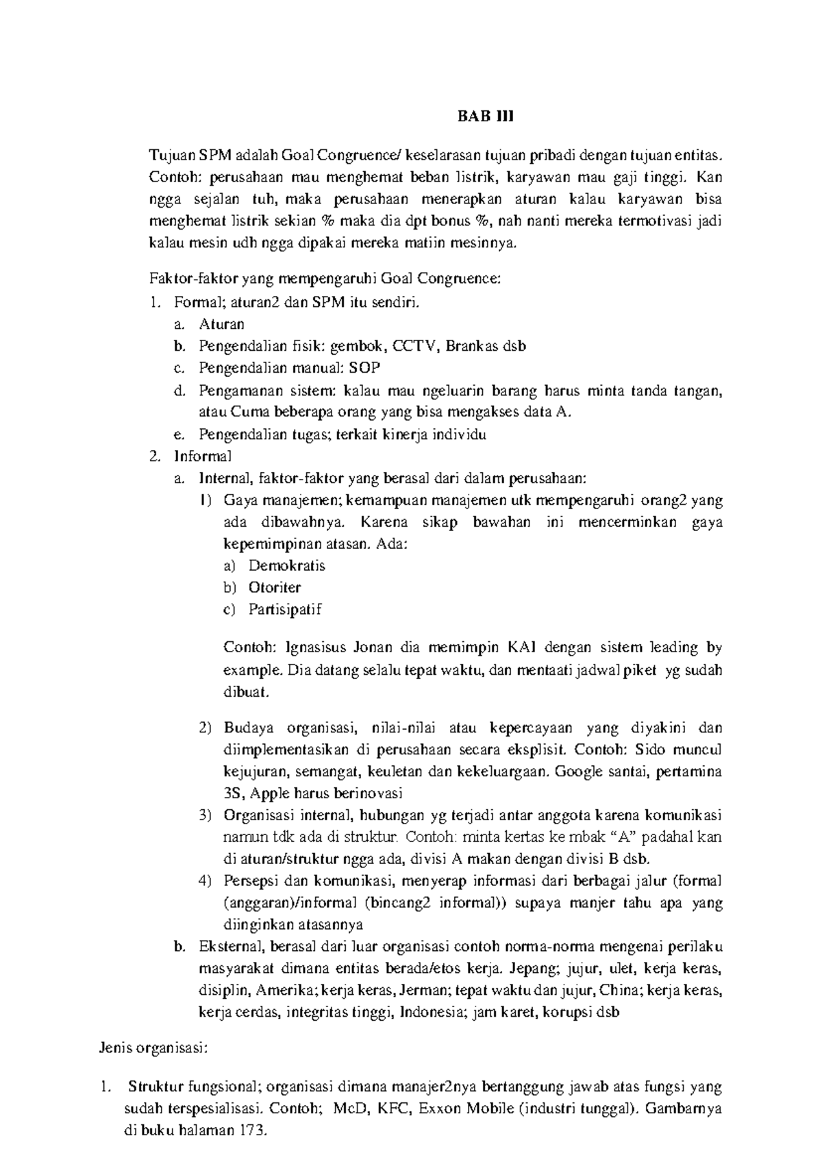 Resume SPM bab 3 - Modul Ujian Komprehensif - BAB III Tujuan SPM adalah Goal Congruence ...