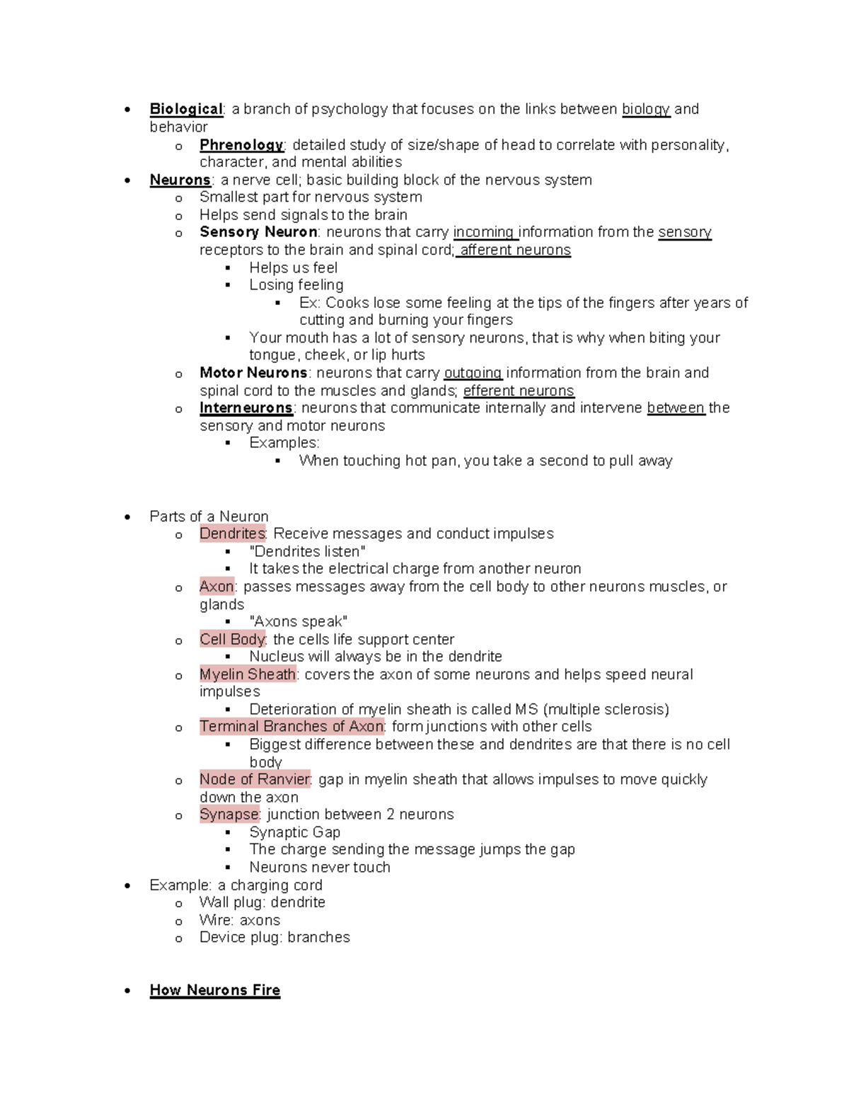 Unit 3 - Biological Psychology - Biological: a branch of psychology ...