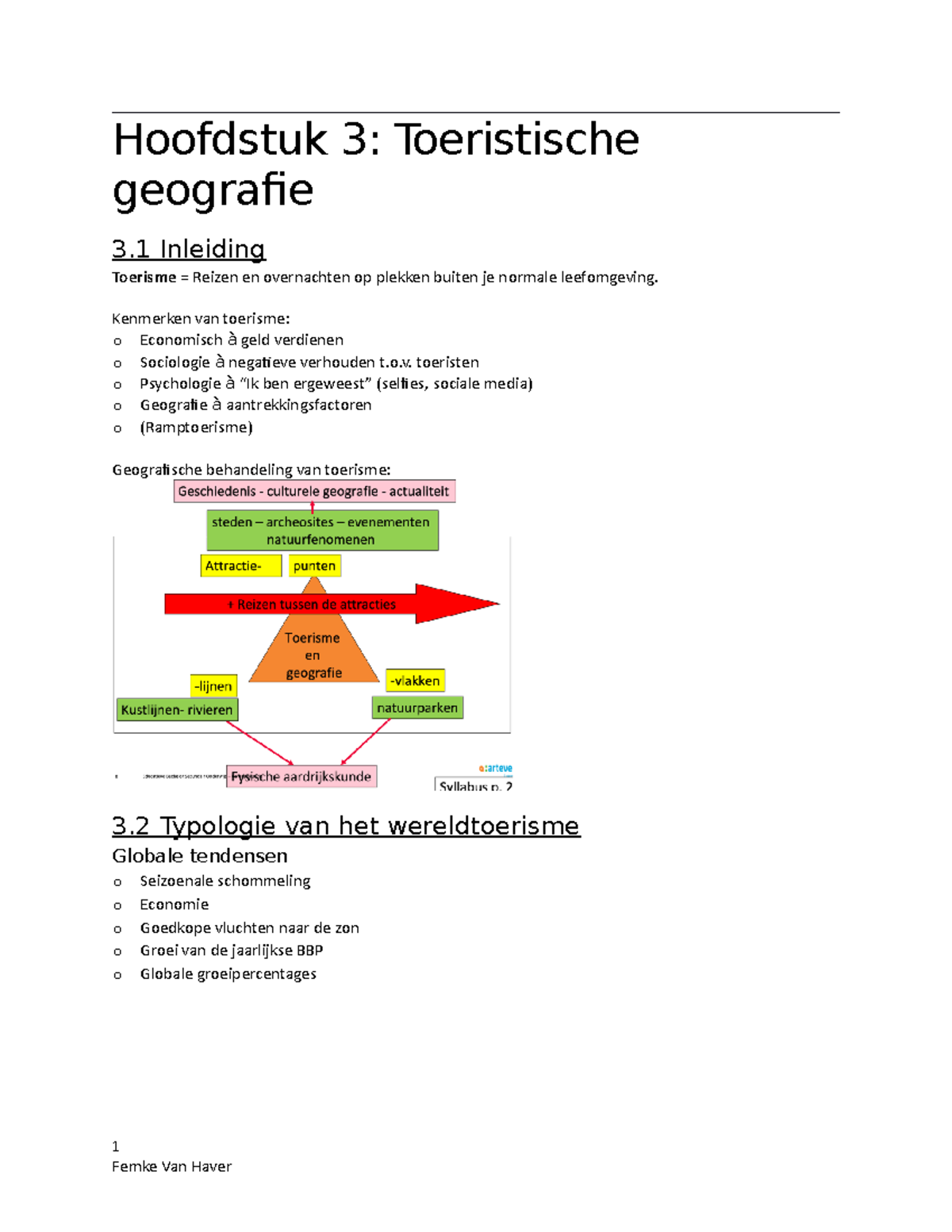 Hoofdstuk 3 Toeristische geografie - Kenmerken van toerisme: o ...