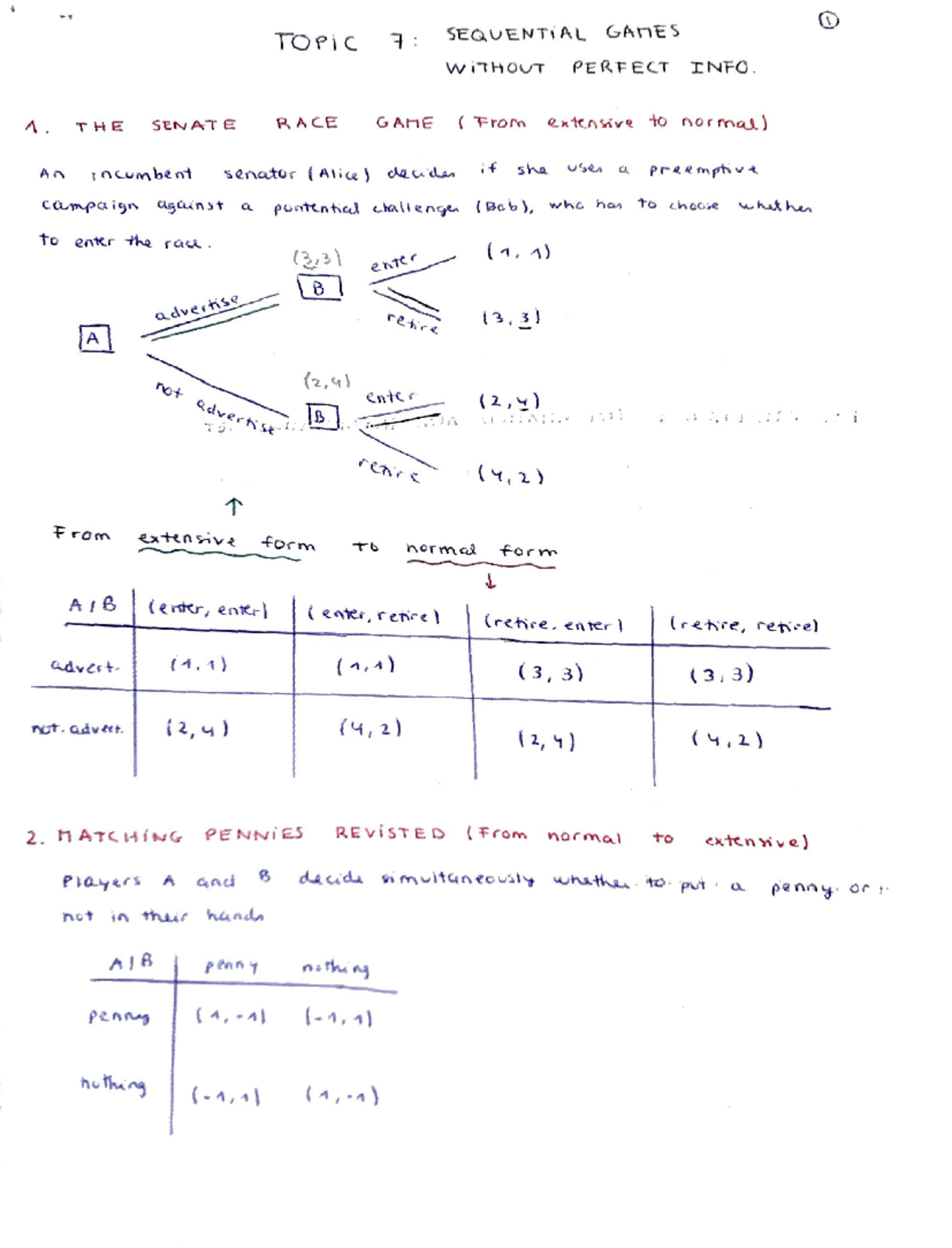 Topic 7 and 8 - Games Theory - Introduction to game theory - Studocu