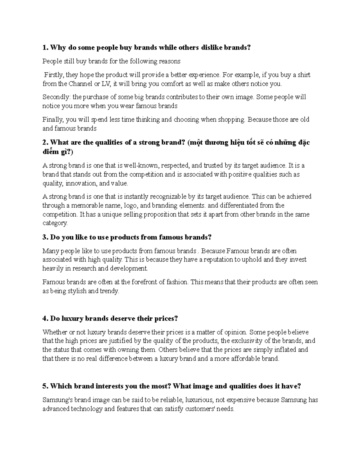 Enm301-duynvq - good - 1. Why do some people buy brands while others ...