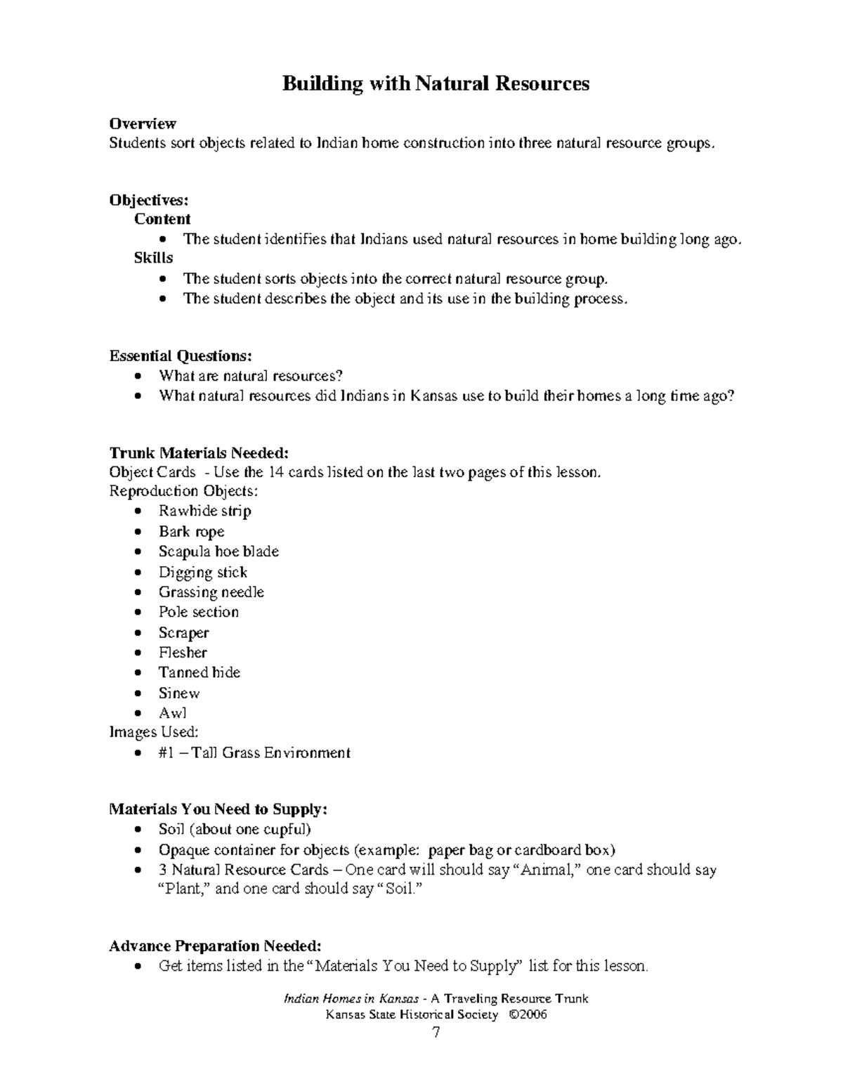 Ih 02 - Indian Homes in Kansas - A Traveling Resource Trunk Kansas ...