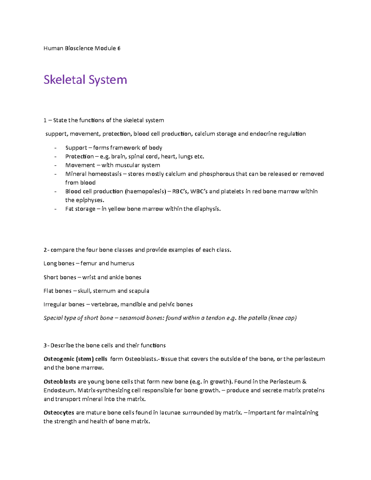 Skeletal system and Muscular System - Human Bioscience Module 6 ...