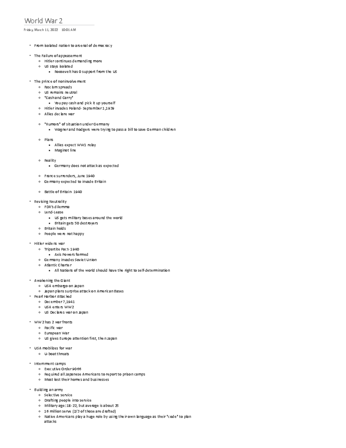 World War 2 - World War 2 Friday, March 11, 2022 10:01 AM From isolated ...
