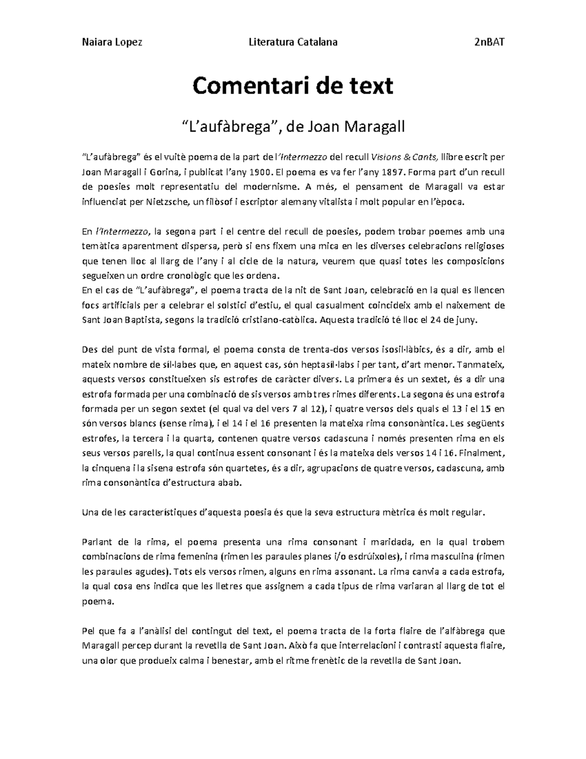 Comentari de text L'aufàbrega J - Naiara Lopez Literatura Catalana ...