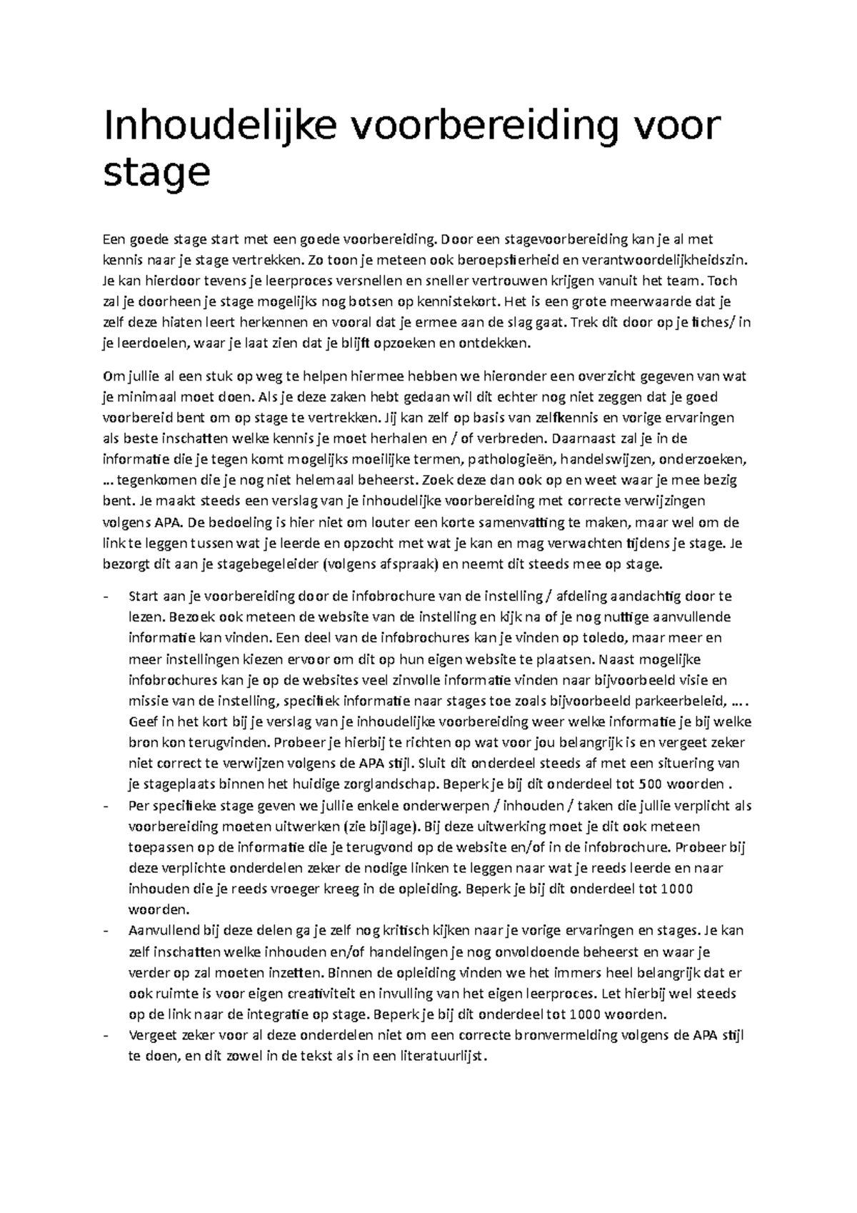 Inhoudelijke-voorbereiding-stage-copy - Inhoudelijke voorbereiding voor ...