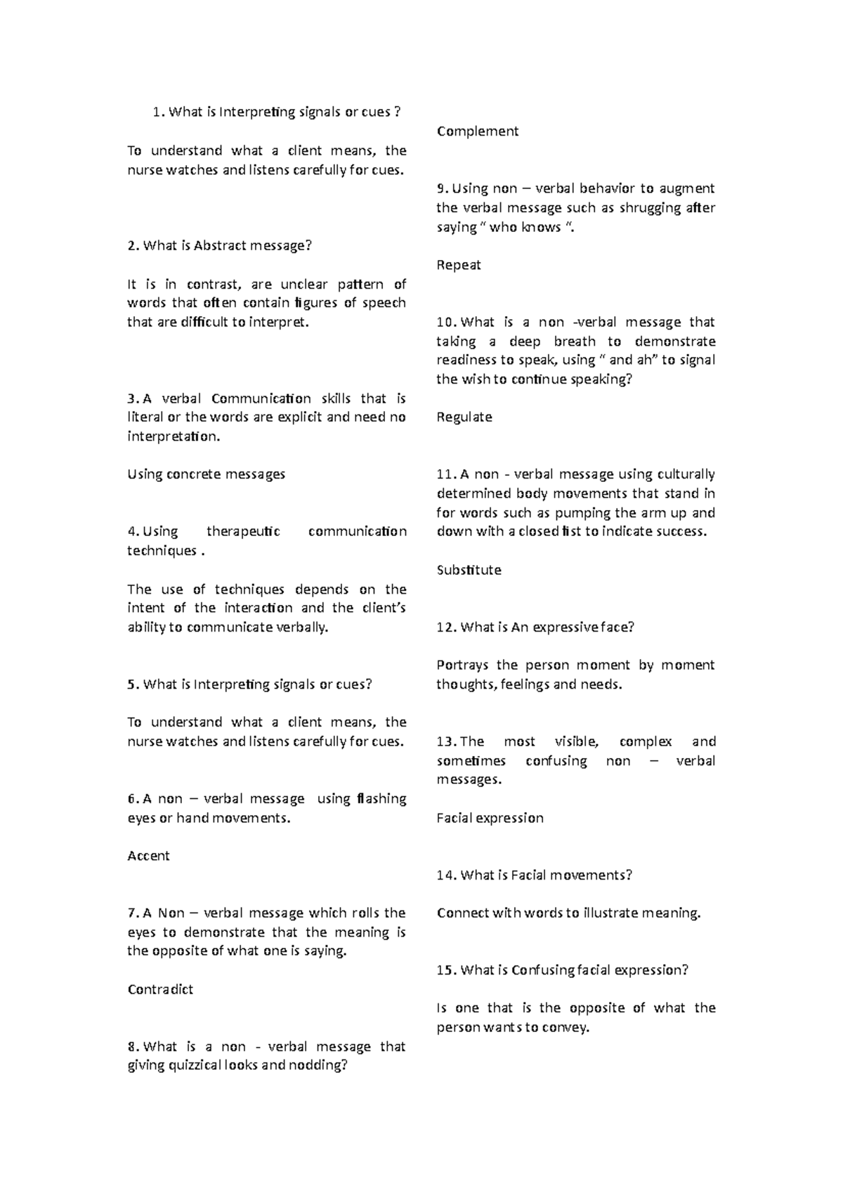Funda Therapeutic communication - What is Interpreting signals or cues ...