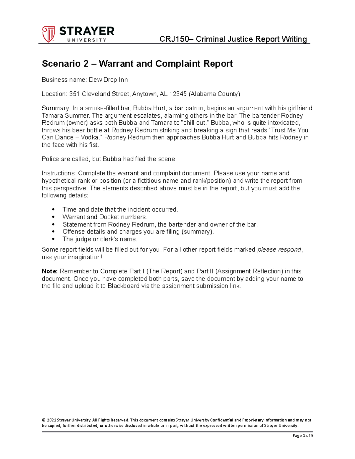 Cf CRJ150 wk10 scenario 2 complaint and warrant - Scenario 2 – Warrant ...
